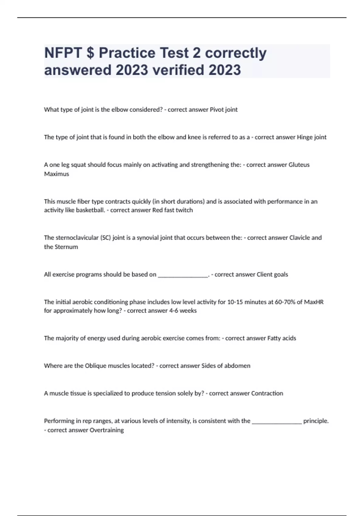 NFPT $ Practice Test 2 correctly answered 2023 verified 2023 - Nfpt ...