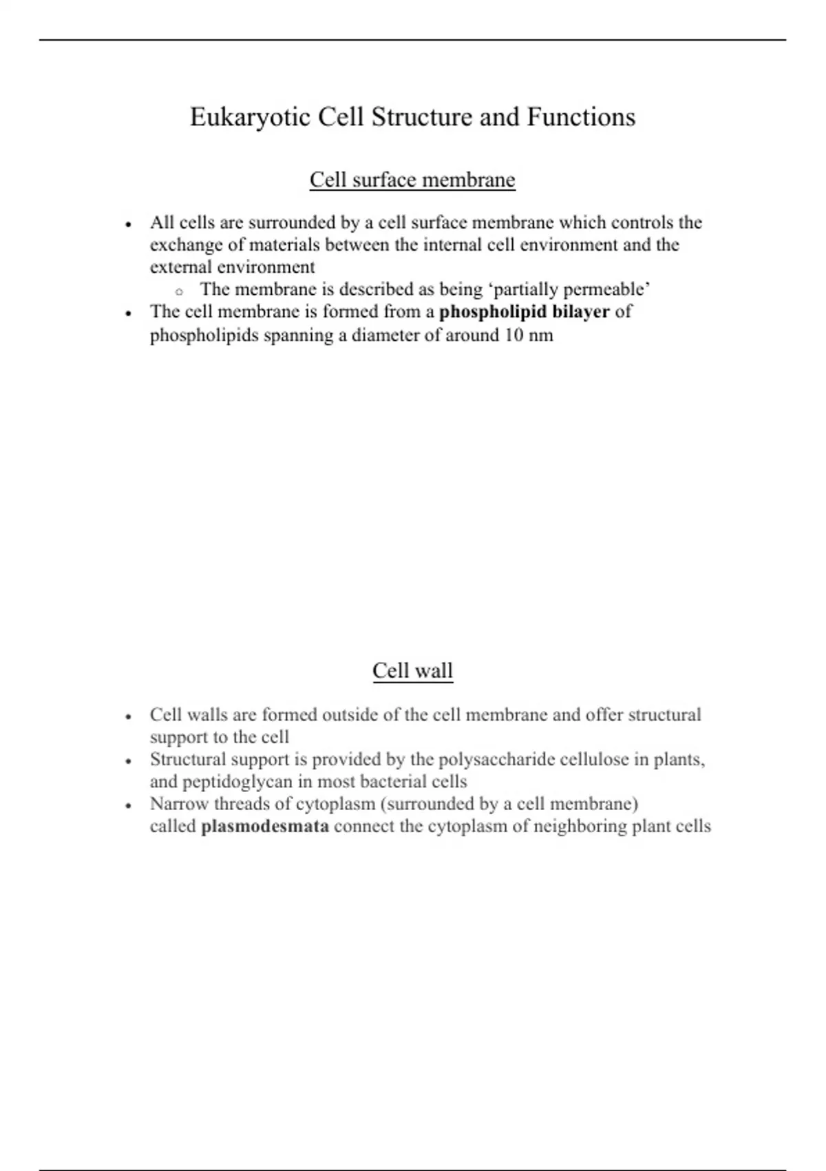 Biology: Cell Structure - Biology - Stuvia US