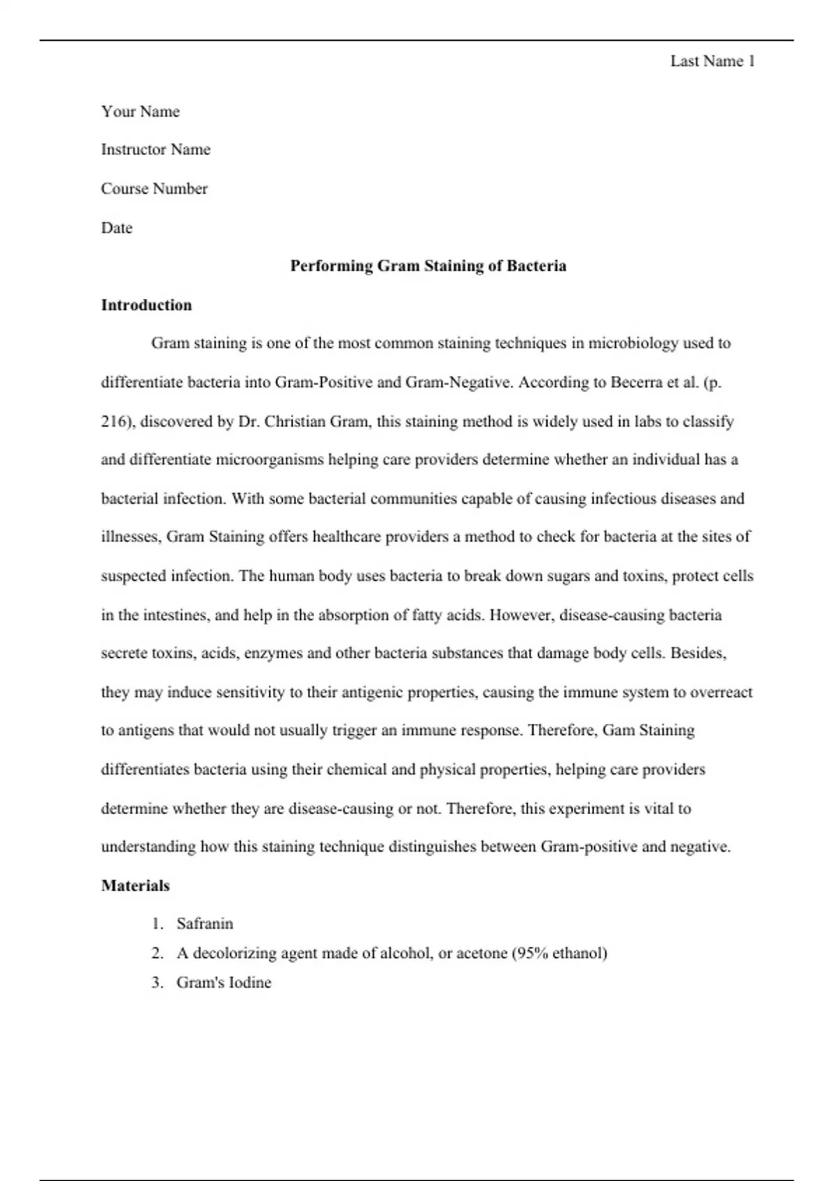 Performing Gram Staining of Bacteria - Introduction To Business - Stuvia US