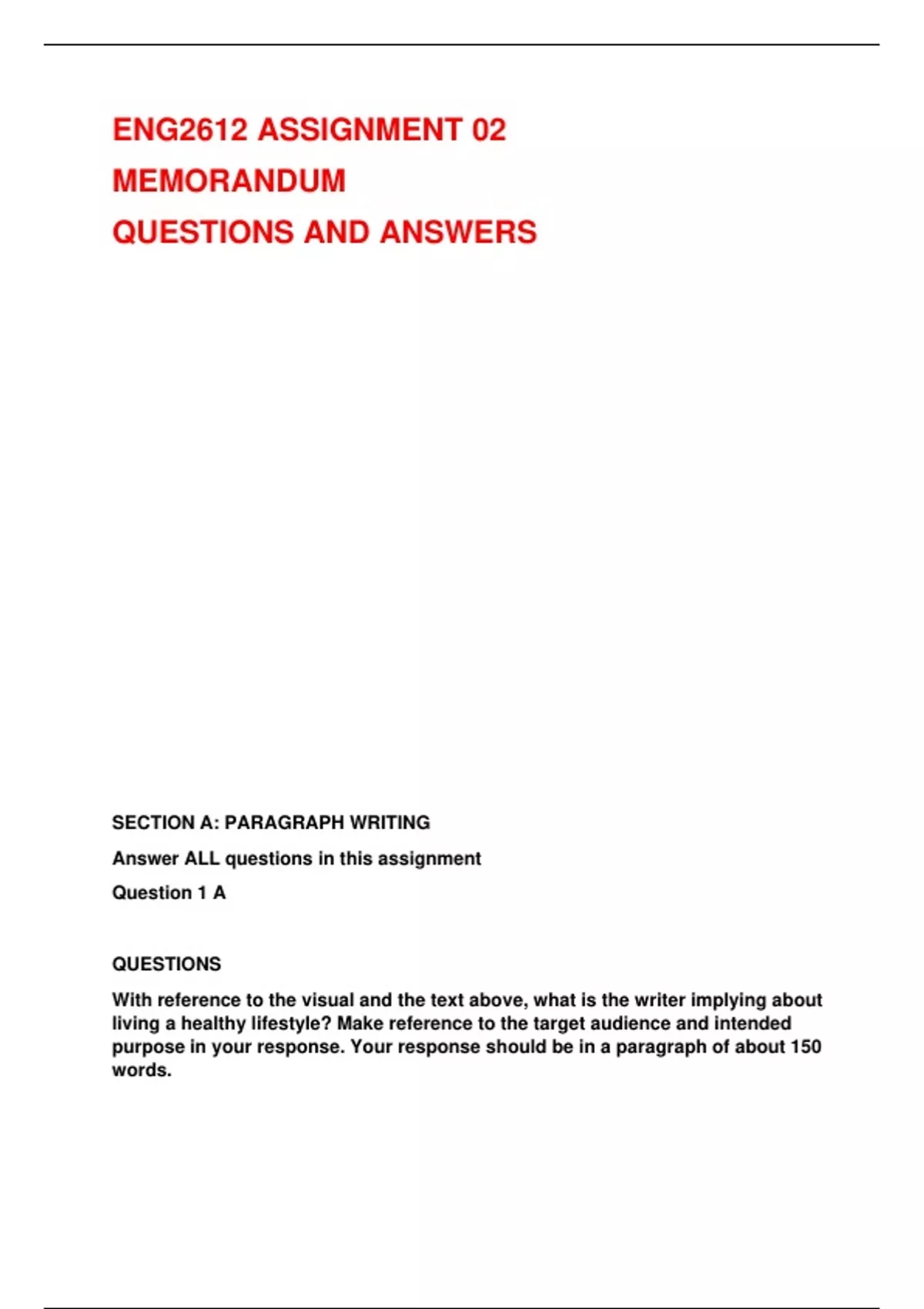 Assignment 2 memo - ENG2612-Applied English Language For Foundation ...