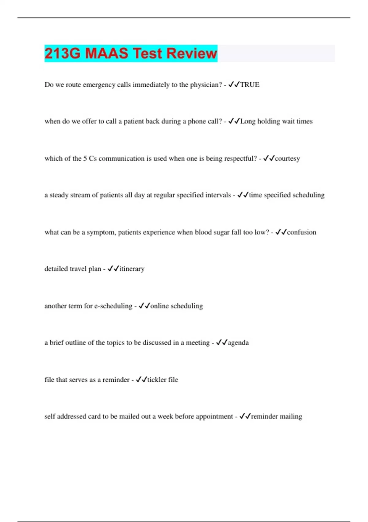 213G MAAS Test Review | Questions with 100% Correct Answers | Updated ...