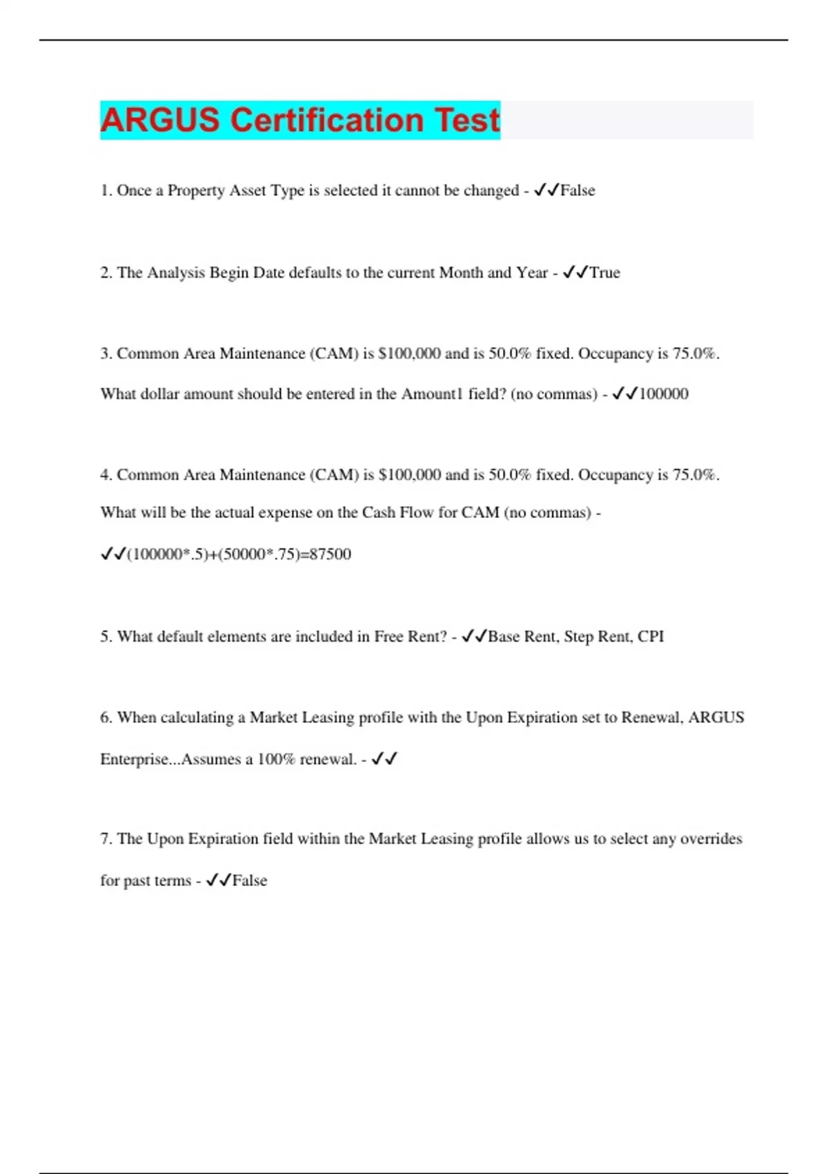 ARGUS Certification Test | Questions with 100% Correct Answers ...