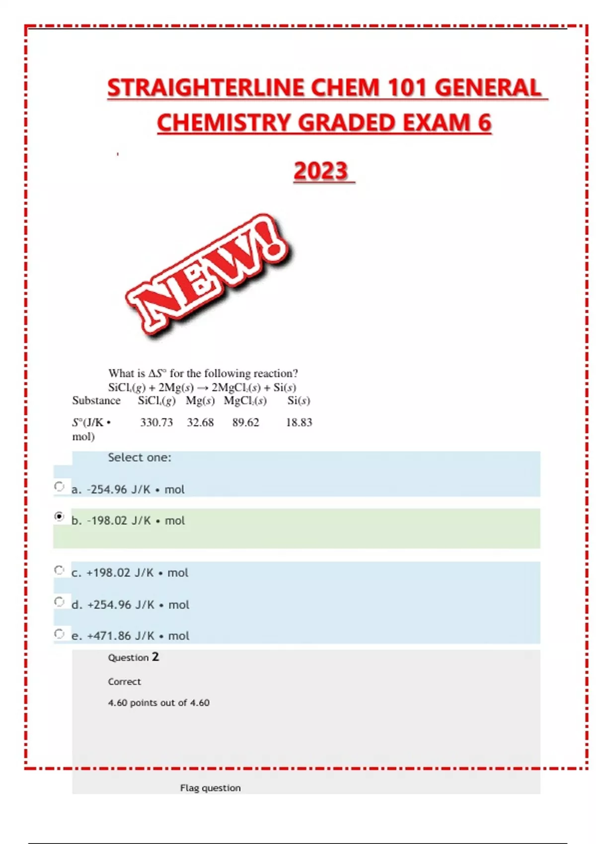 STRAIGHTERLINE CHEM 101 GENERAL CHEMISTRY GRADED EXAM 6 2023 ...