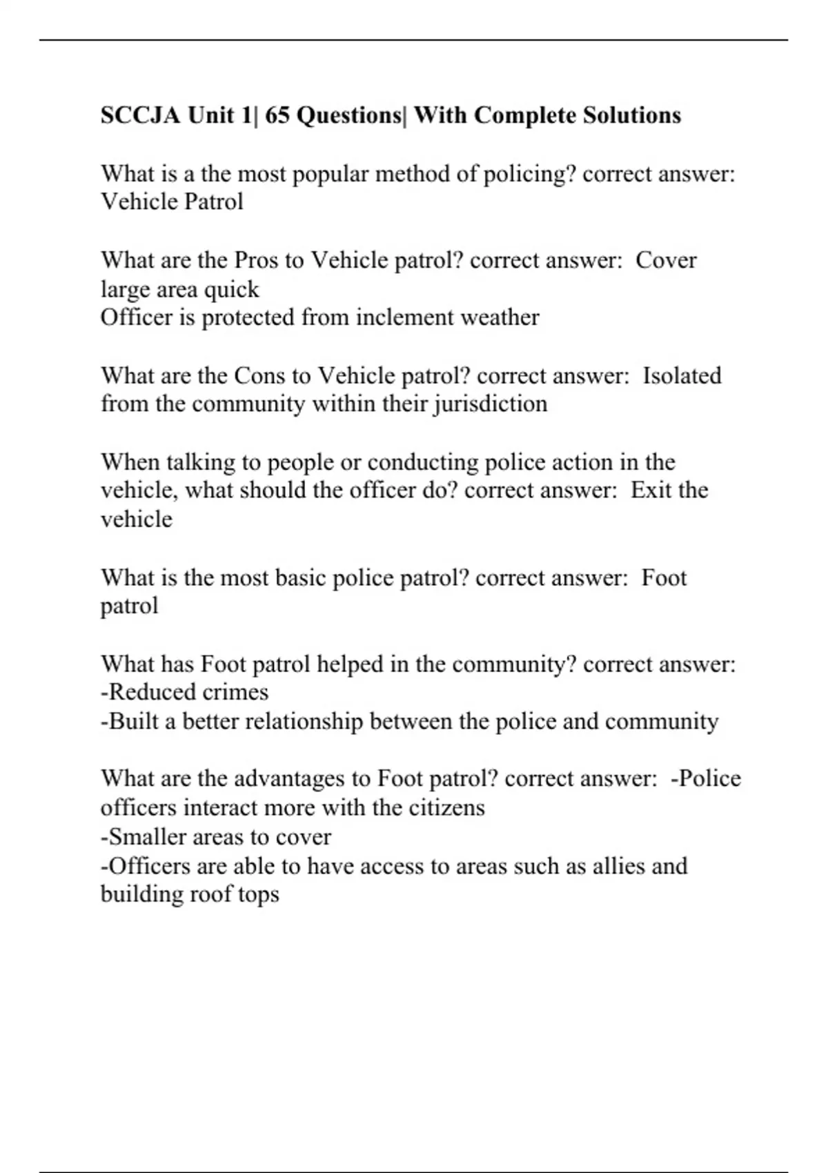 SCCJA Unit 1| 65 Questions| With Complete Solutions - Sccja - Stuvia US