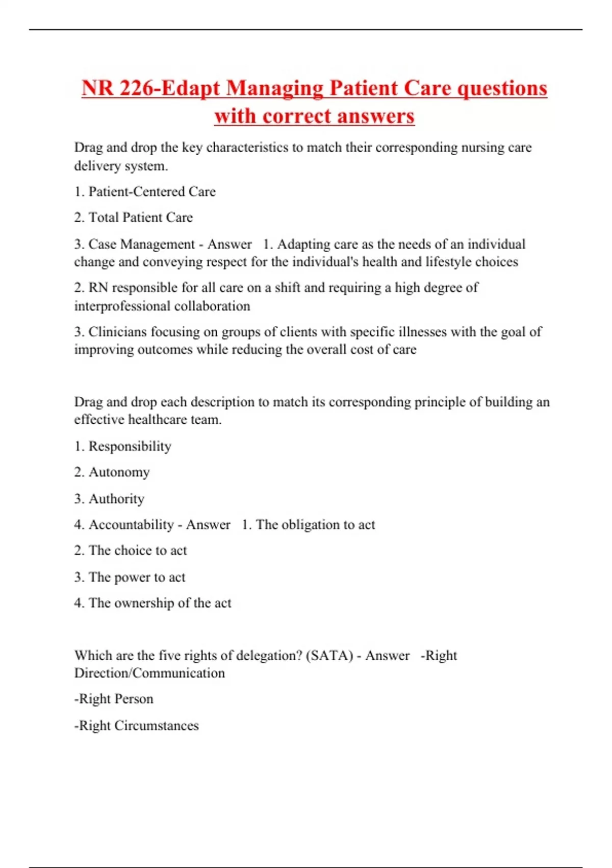 NR 226-Edapt Managing Patient Care questions with correct answers - NR ...