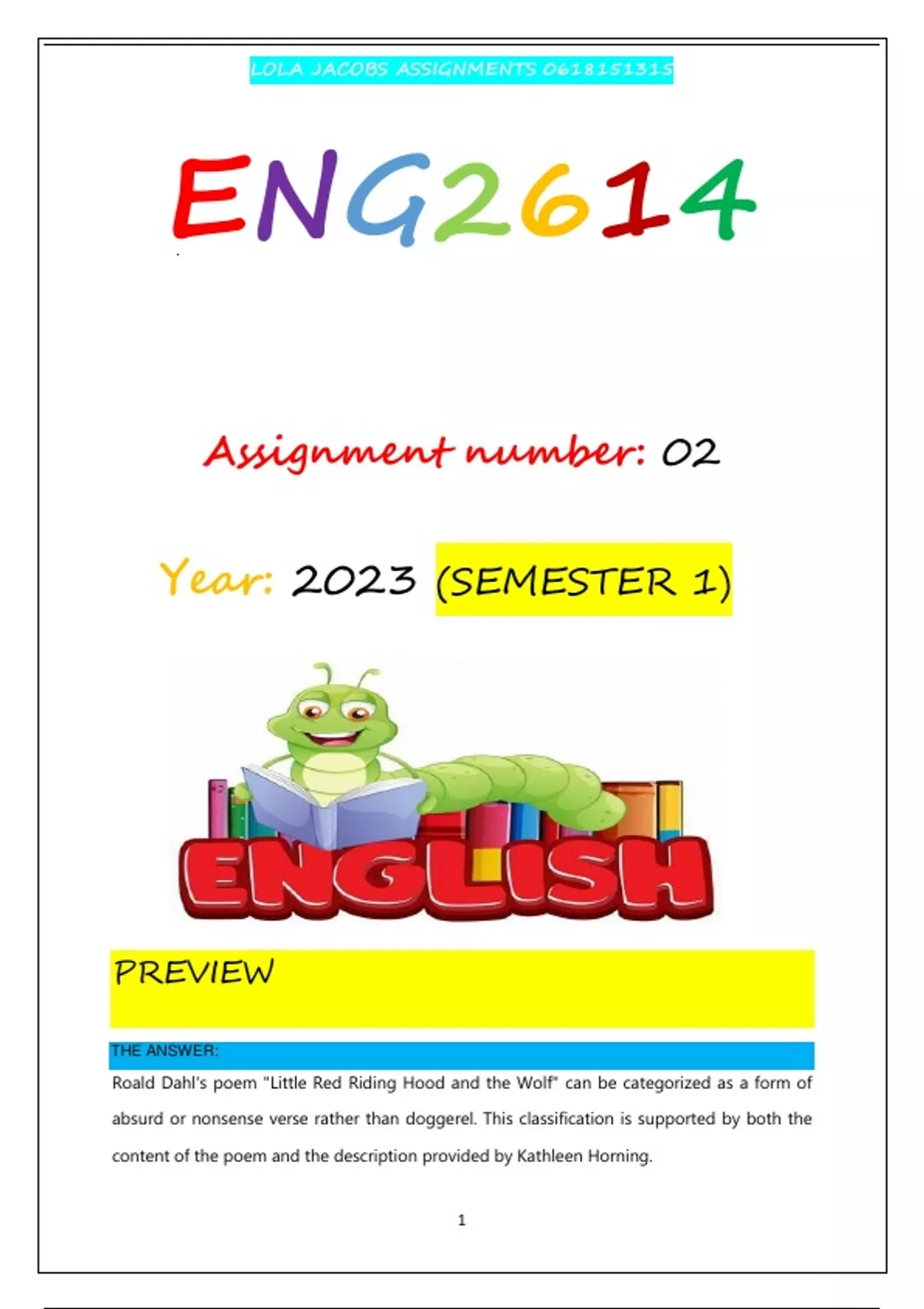 ENG2614 ASSIGNMENT 2 S1 2023 - ENG2614 - Stuvia SA