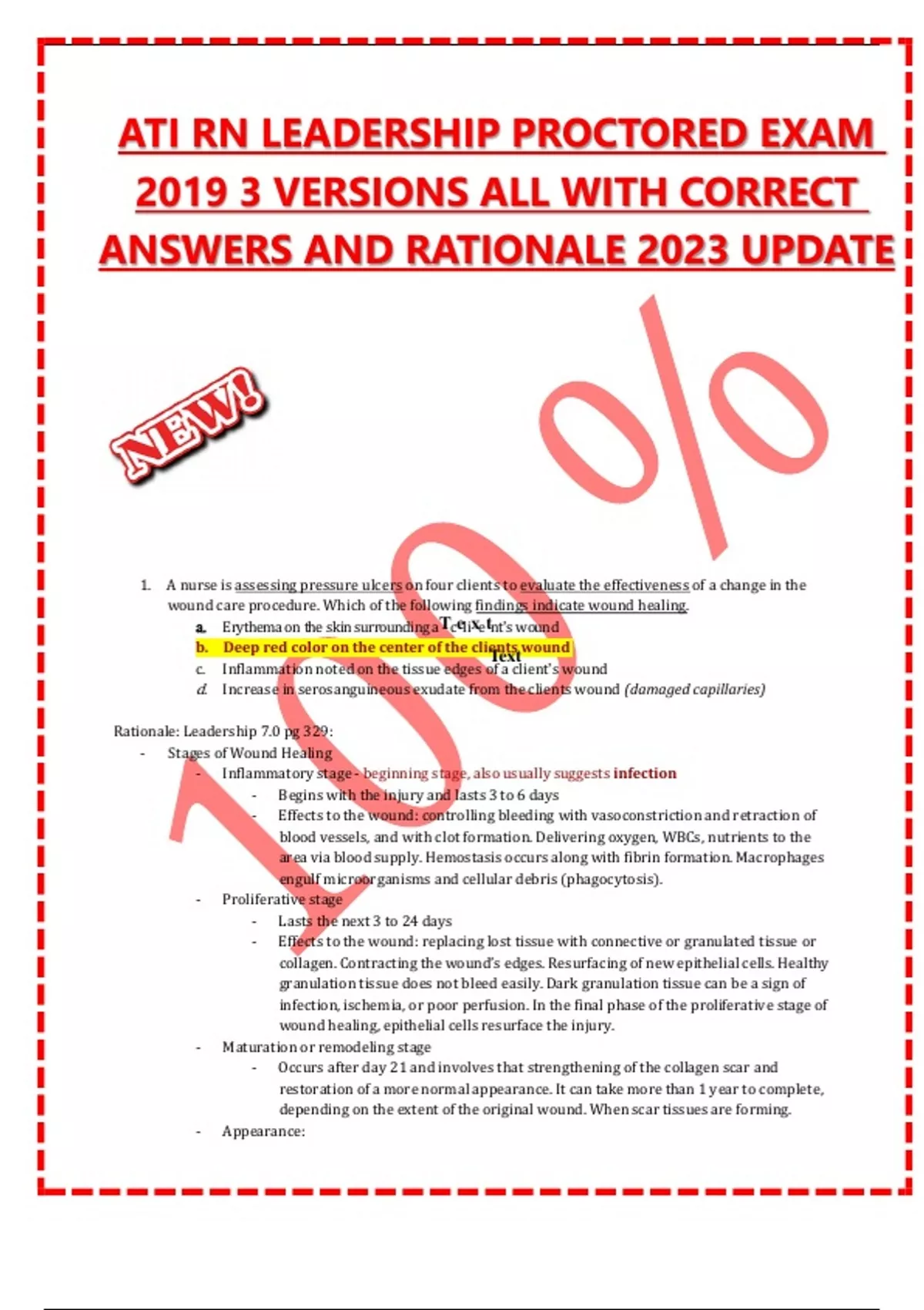 ATI RN LEADERSHIP PROCTORED EXAM 2019 3 VERSIONS ALL WITH CORRECT ...