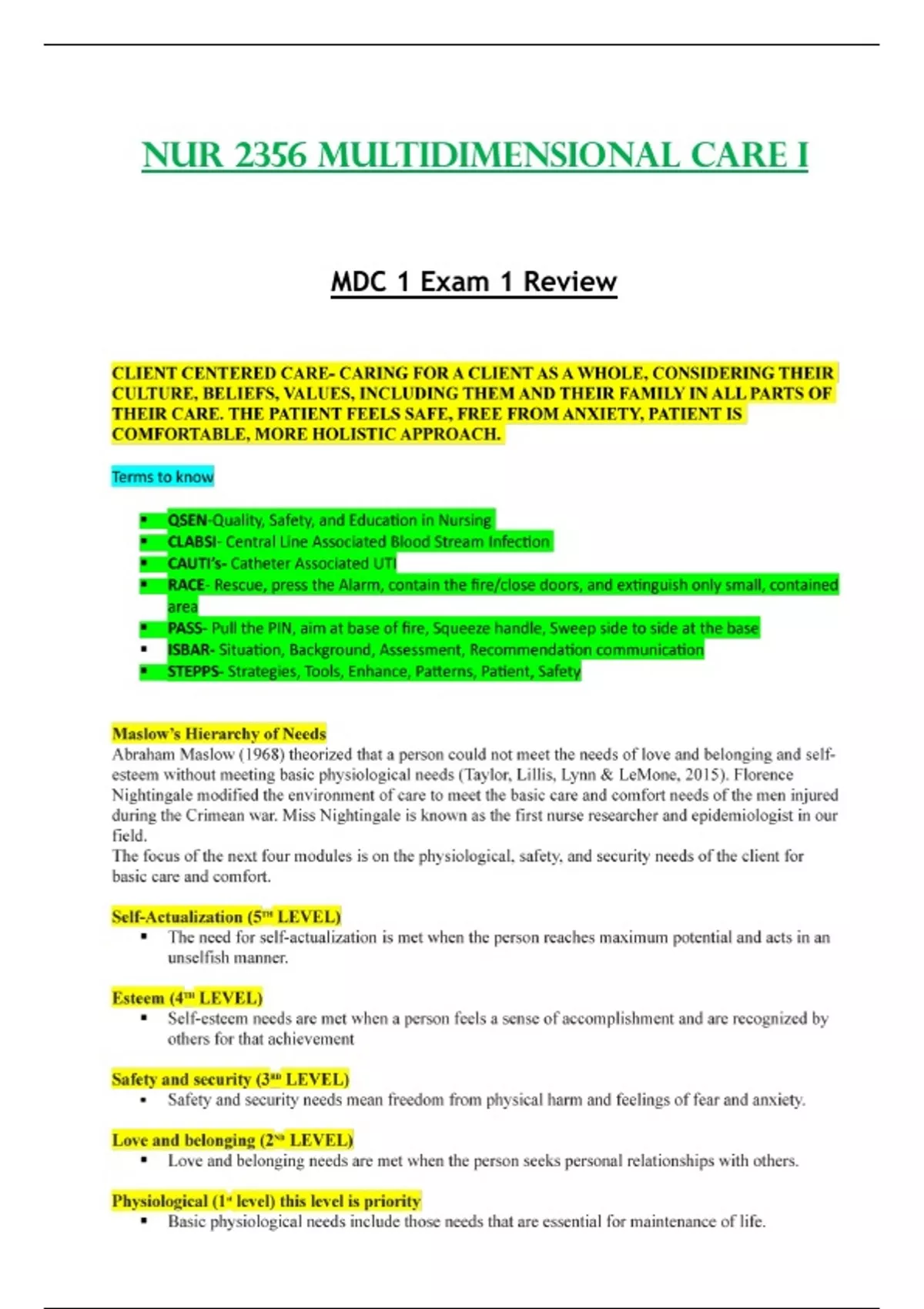 Exam BUNDLE Review - NUR2356 / NUR 2356 (Latest 2023 / 2024 ...