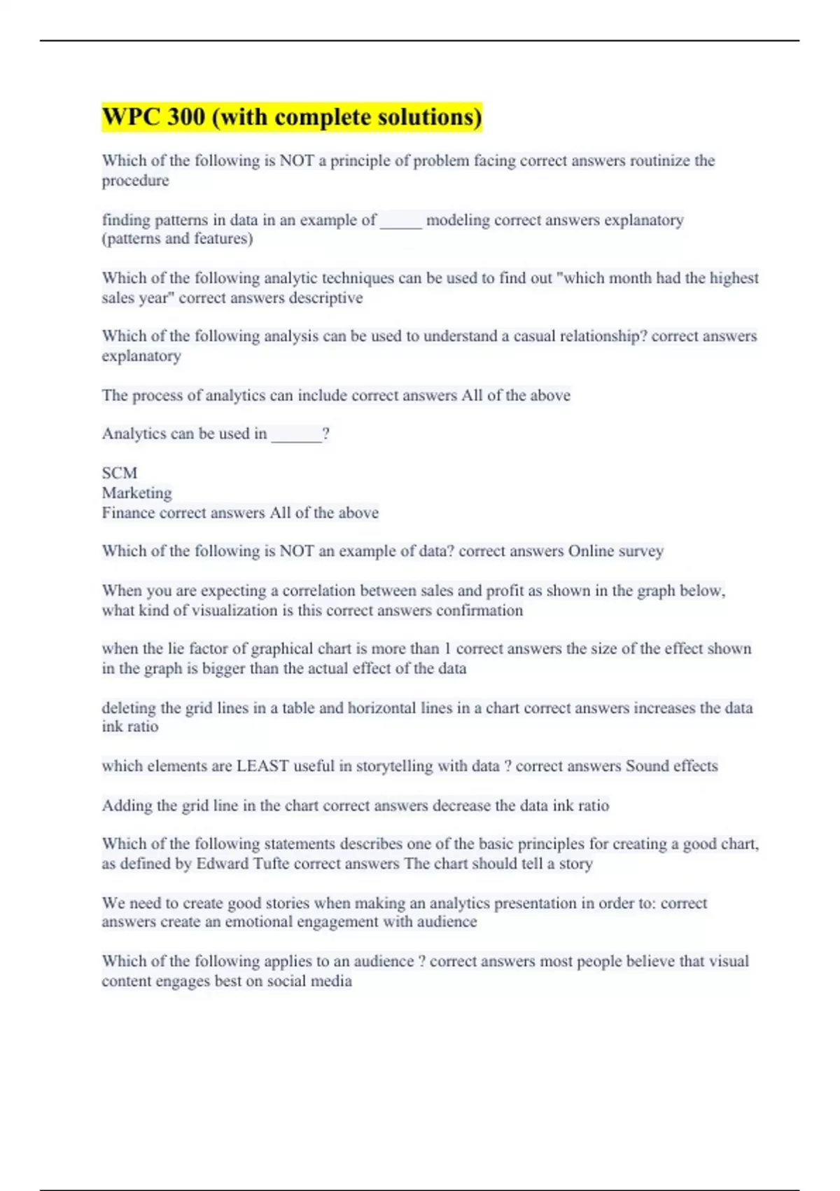 WPC 300 (with complete solutions) - WPC 300 - Stuvia US