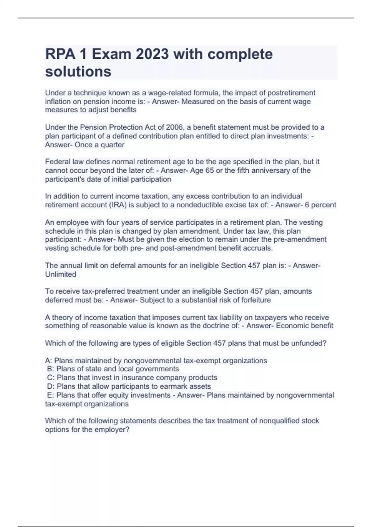 RPA 1 Exam 2023 with complete solutions - RPA 1 - Stuvia US