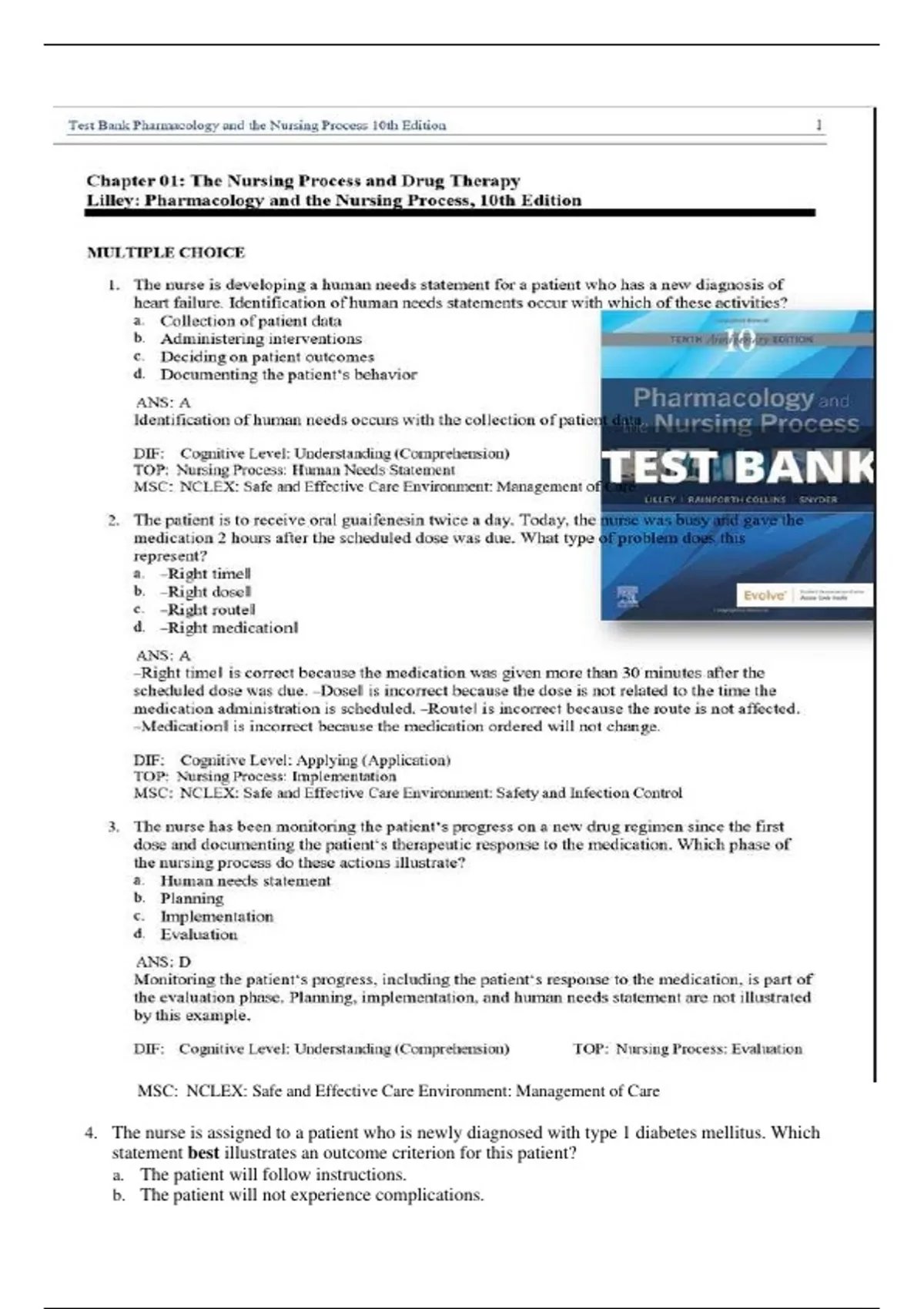 Test Bank for Pharmacology and the Nursing Process 10th Edition By ...