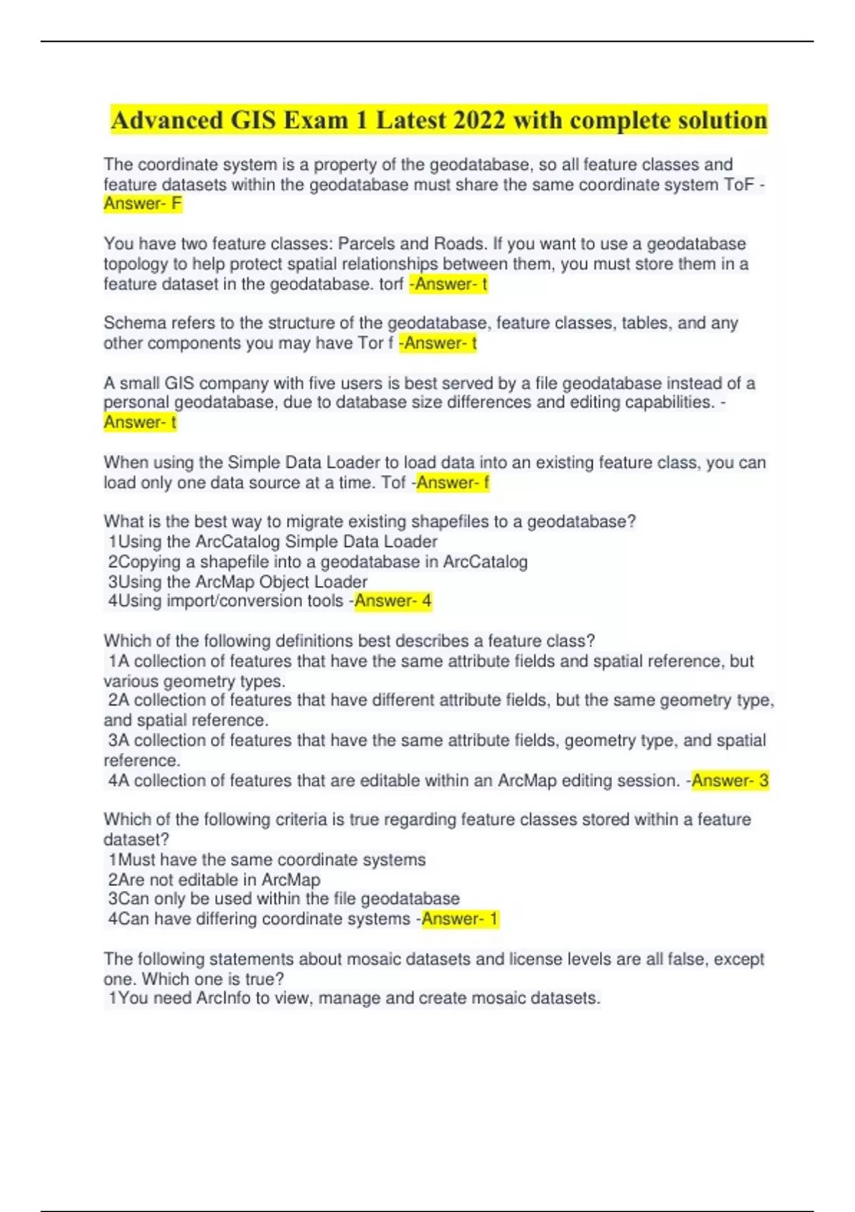 Advanced GIS Exam 1 Latest 2022 with complete solution - Advanced GIS ...