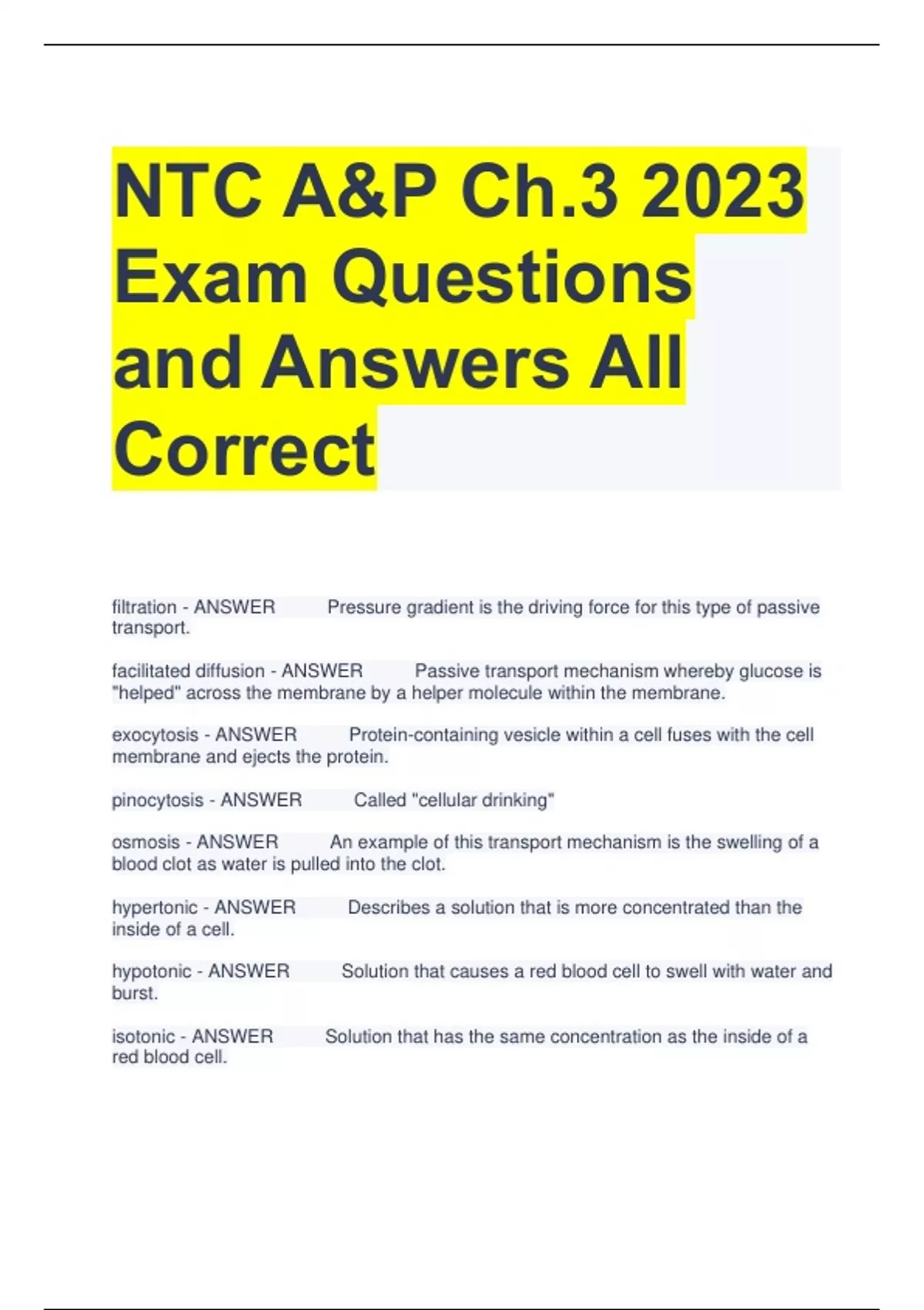 NTC A&P Ch.3 2023 Exam Questions and Answers All Correct - NTC - Stuvia US