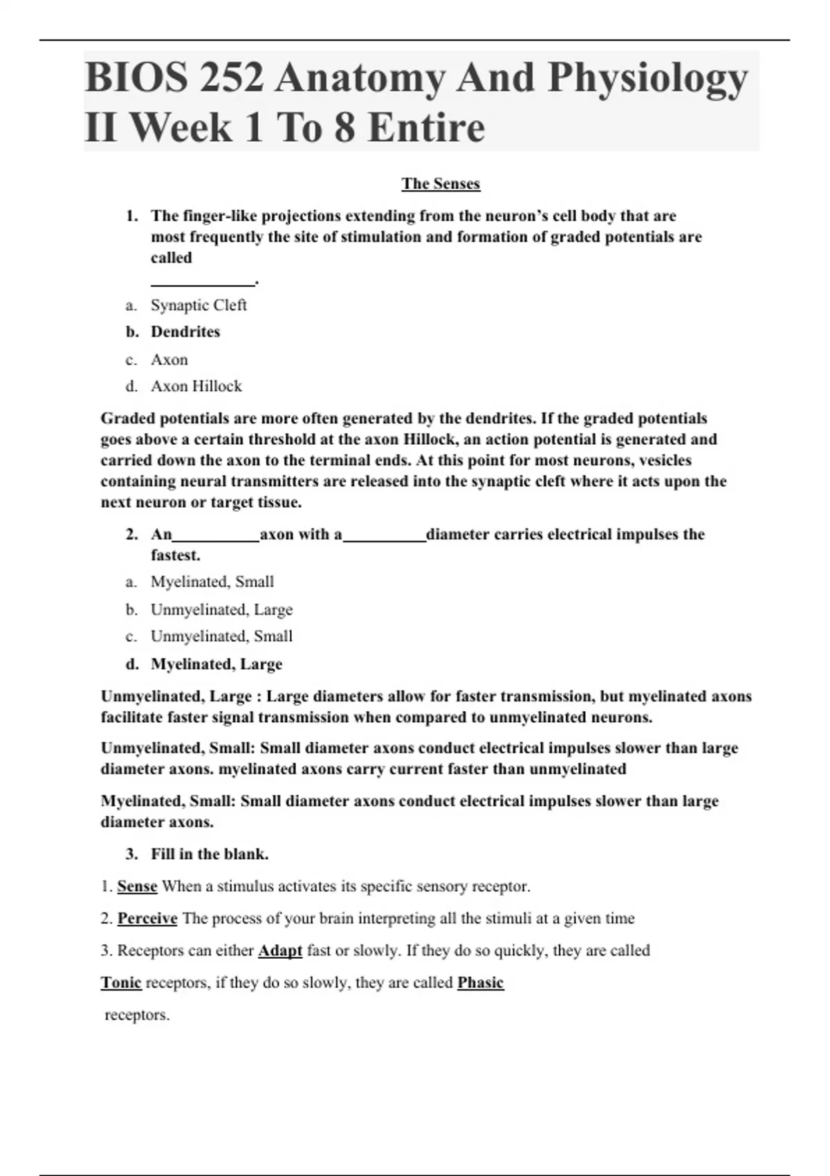 BIOS 252 Anatomy And Physiology II Week 1 To 8 Entire - BIOS 252 ...