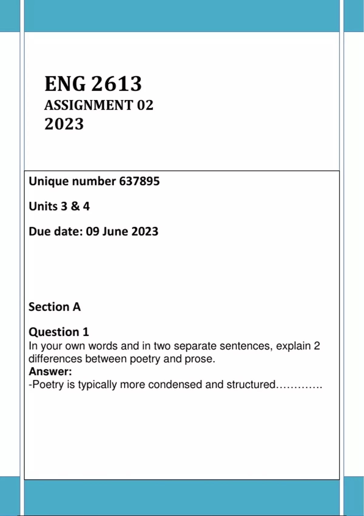 ENG2613 Assignment 2 2023 - ENG2613 - Stuvia SA