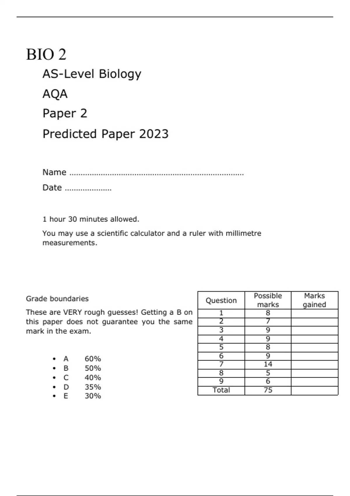 AQA AS-Level Biology Paper 2 FINAL QUESTION PAPER AND MARK SCHEME ...