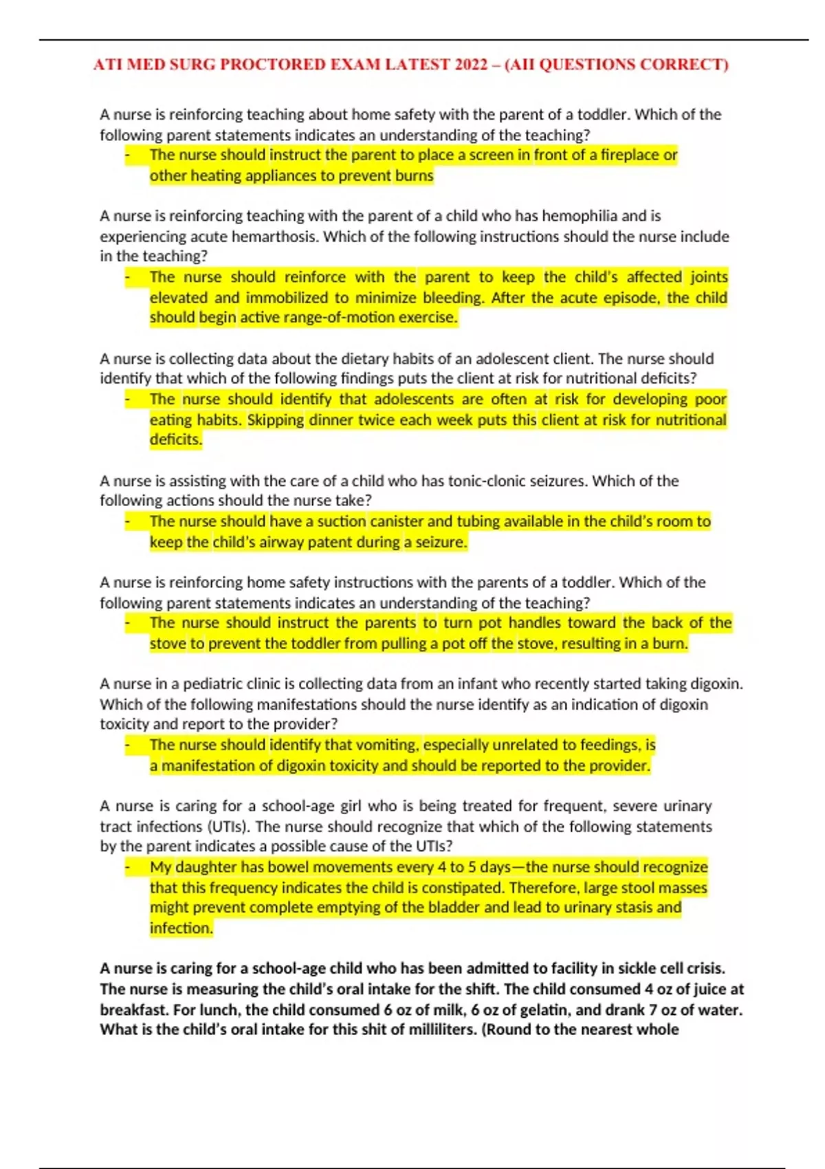 ATI MED SURG PROCTORED EXAM LATEST 2022 – (AII QUESTIONS CORRECT) - ATI ...