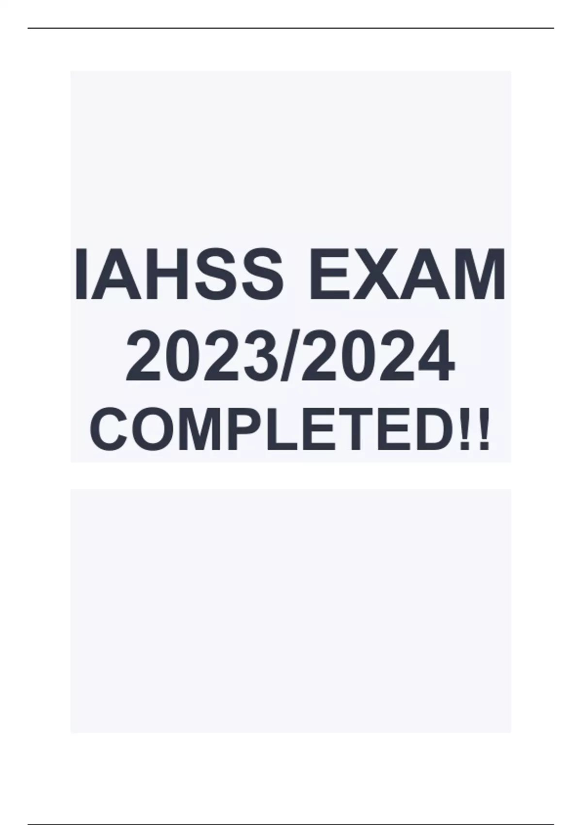 IAHSS EXAM 2023/2024 COMPLETED - Iahss - Stuvia US