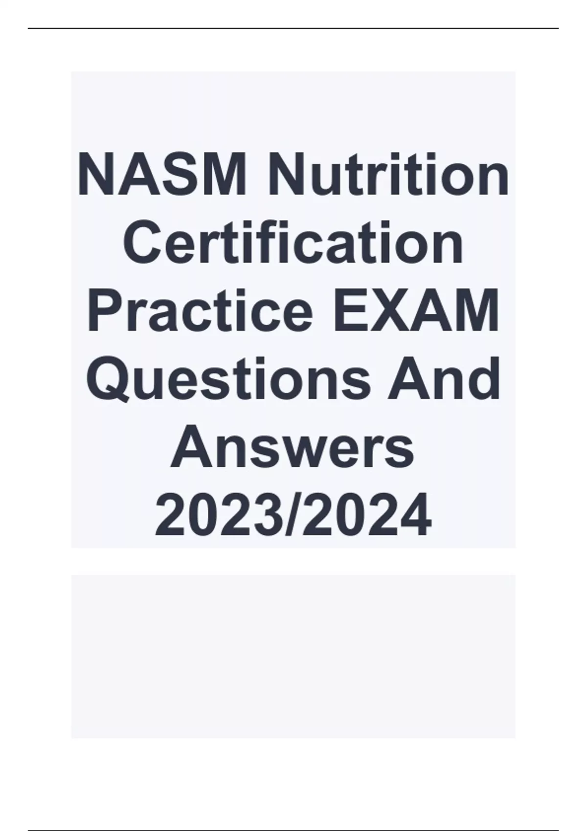 NASM Certified Nutrition (Complete Solution Package) (Latest Update ...