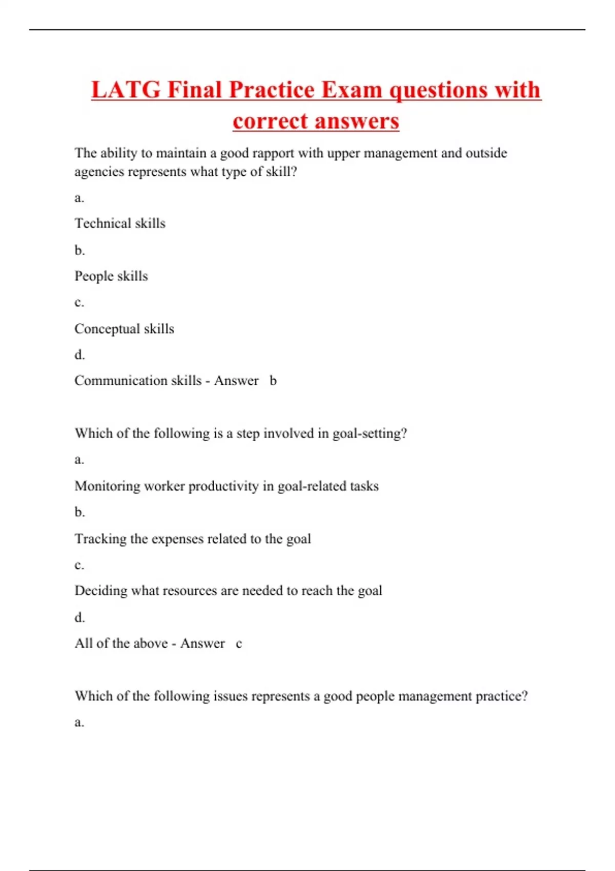 LATG Final Practice Exam questions with correct answers - LATG - Stuvia US