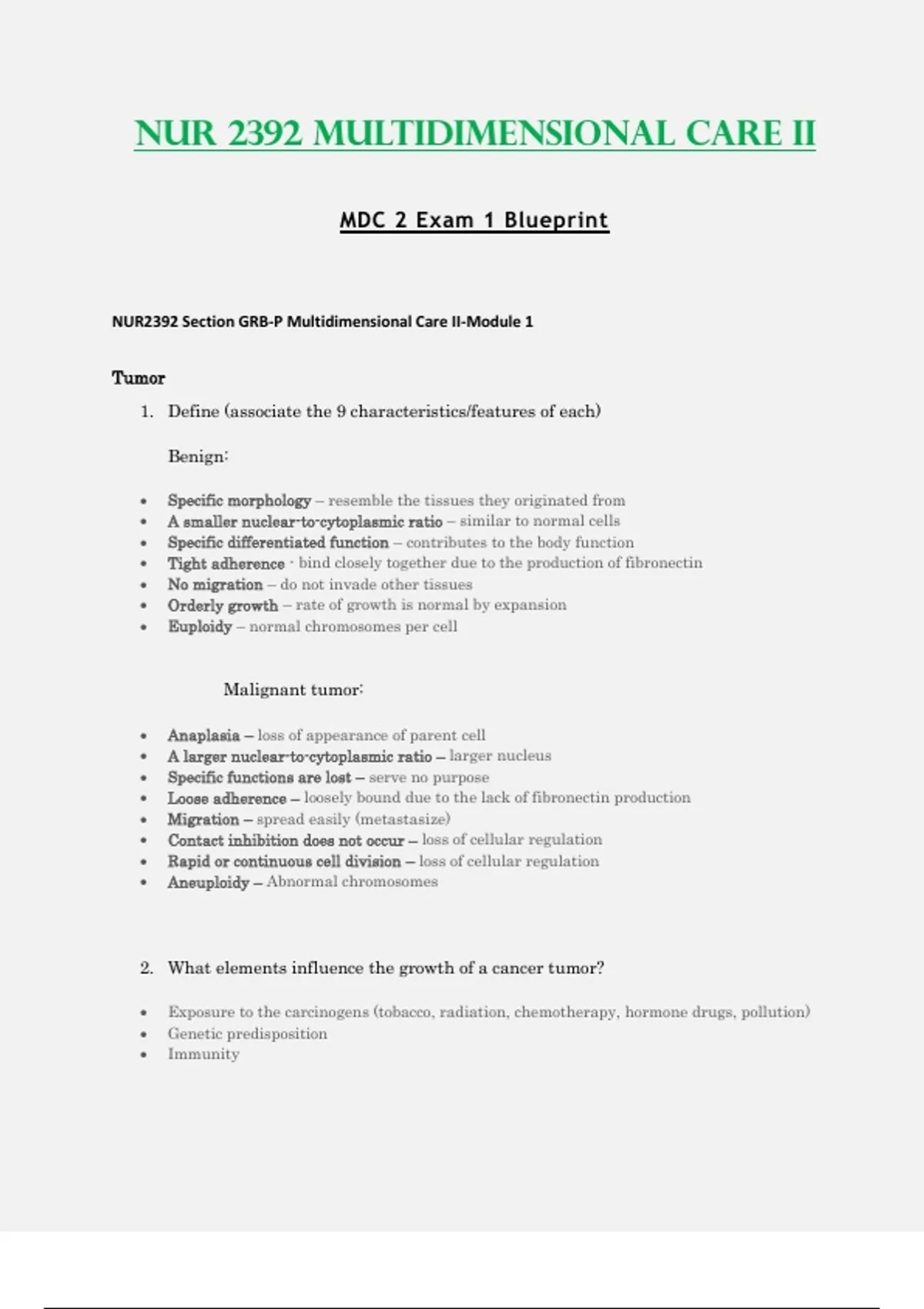 Exam 1 Blueprint - NUR2392 / NUR 2392 (Latest 2023 / 2024 ...