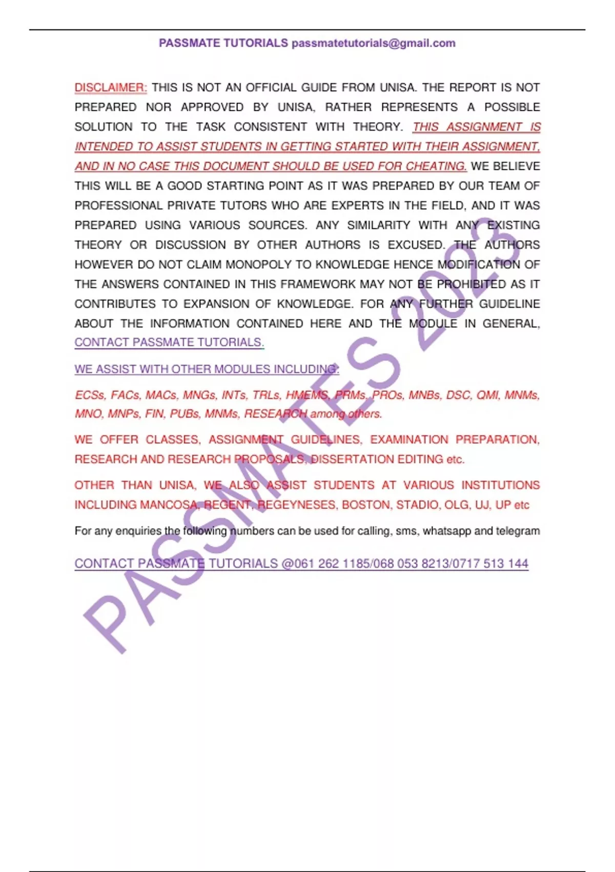 MNO3703 ASSIGNMENT 3 2023 - MNO3703 - Total Quality Management (MNO3703 ...