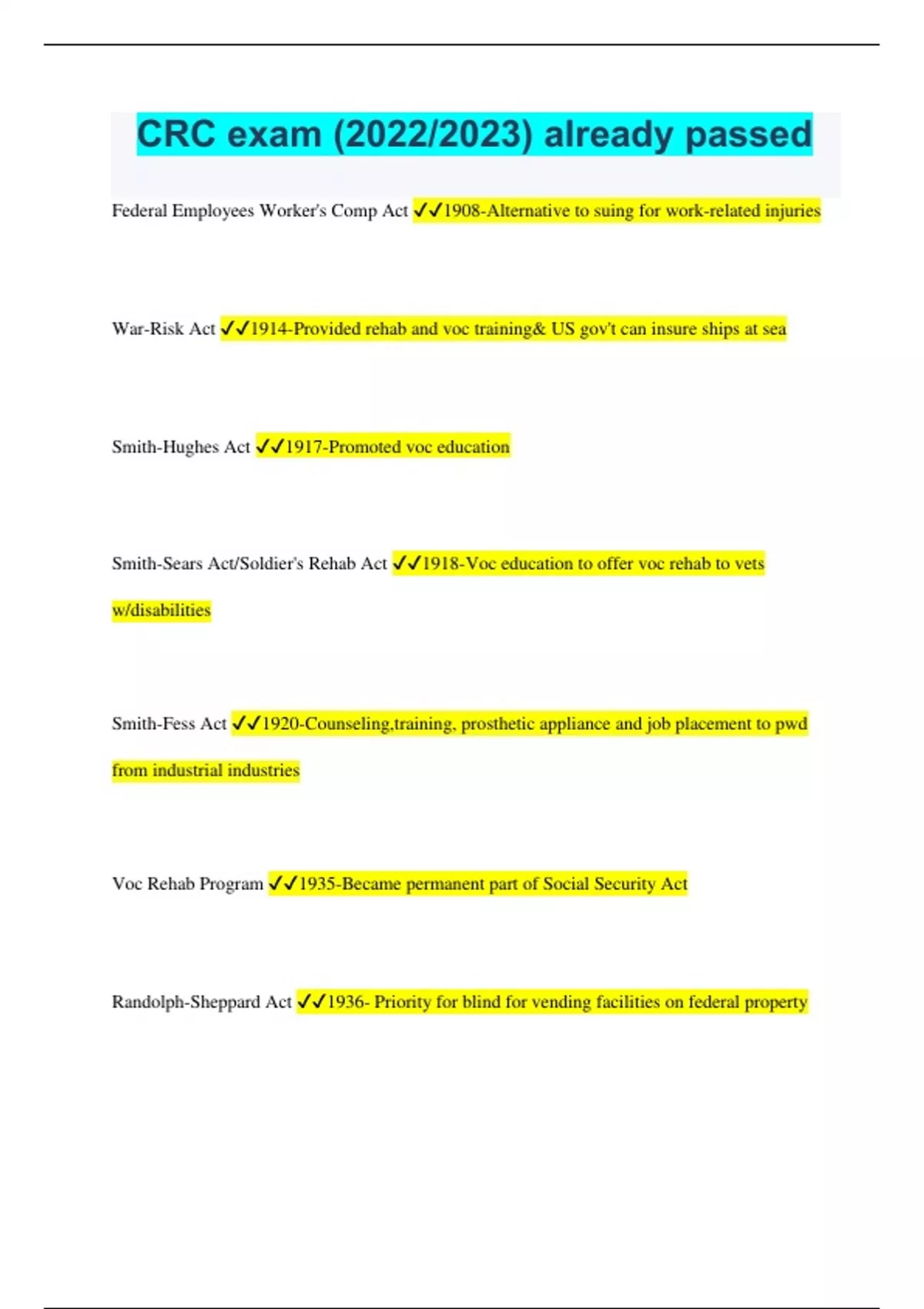 CRC exam (2022/2023) already passed - CRC - Stuvia US