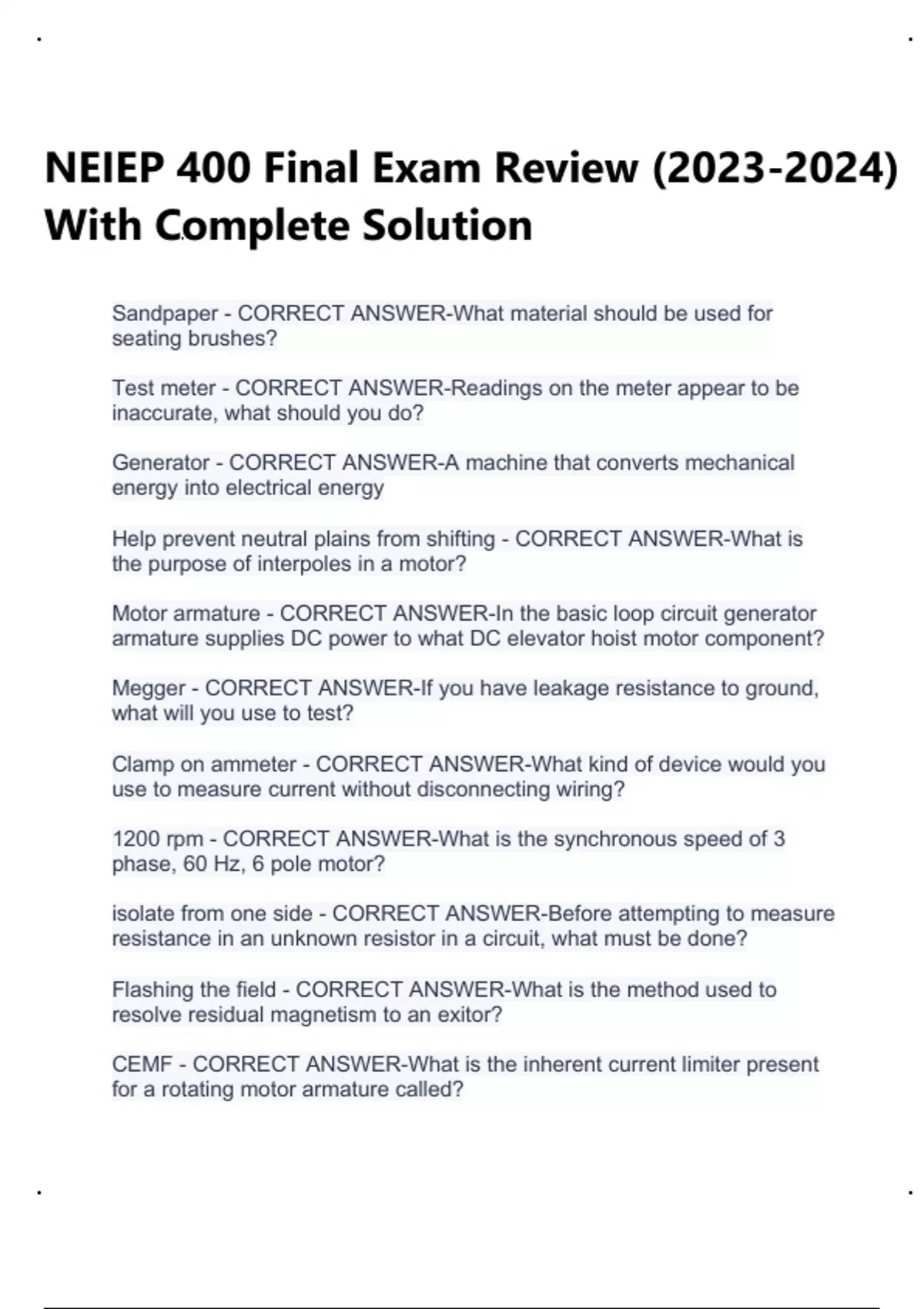 NEIEP 400 Final Exam Review () With Complete Solution. - NEIEP 400 ...