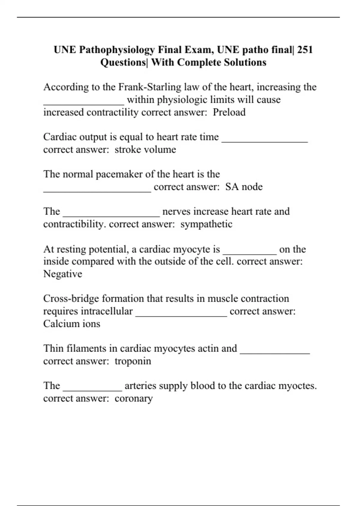 UNE Pathophysiology Final Exam, UNE patho final| 251 Questions| With ...