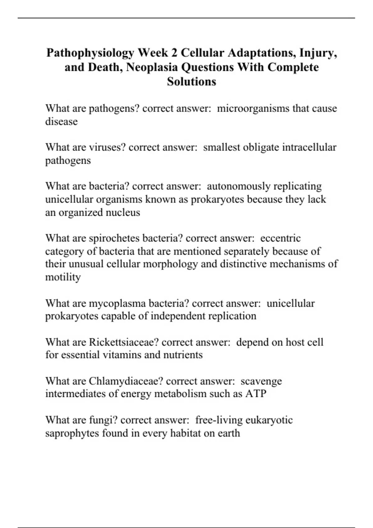 Pathophysiology Week 2 Cellular Adaptations, Injury, and Death ...
