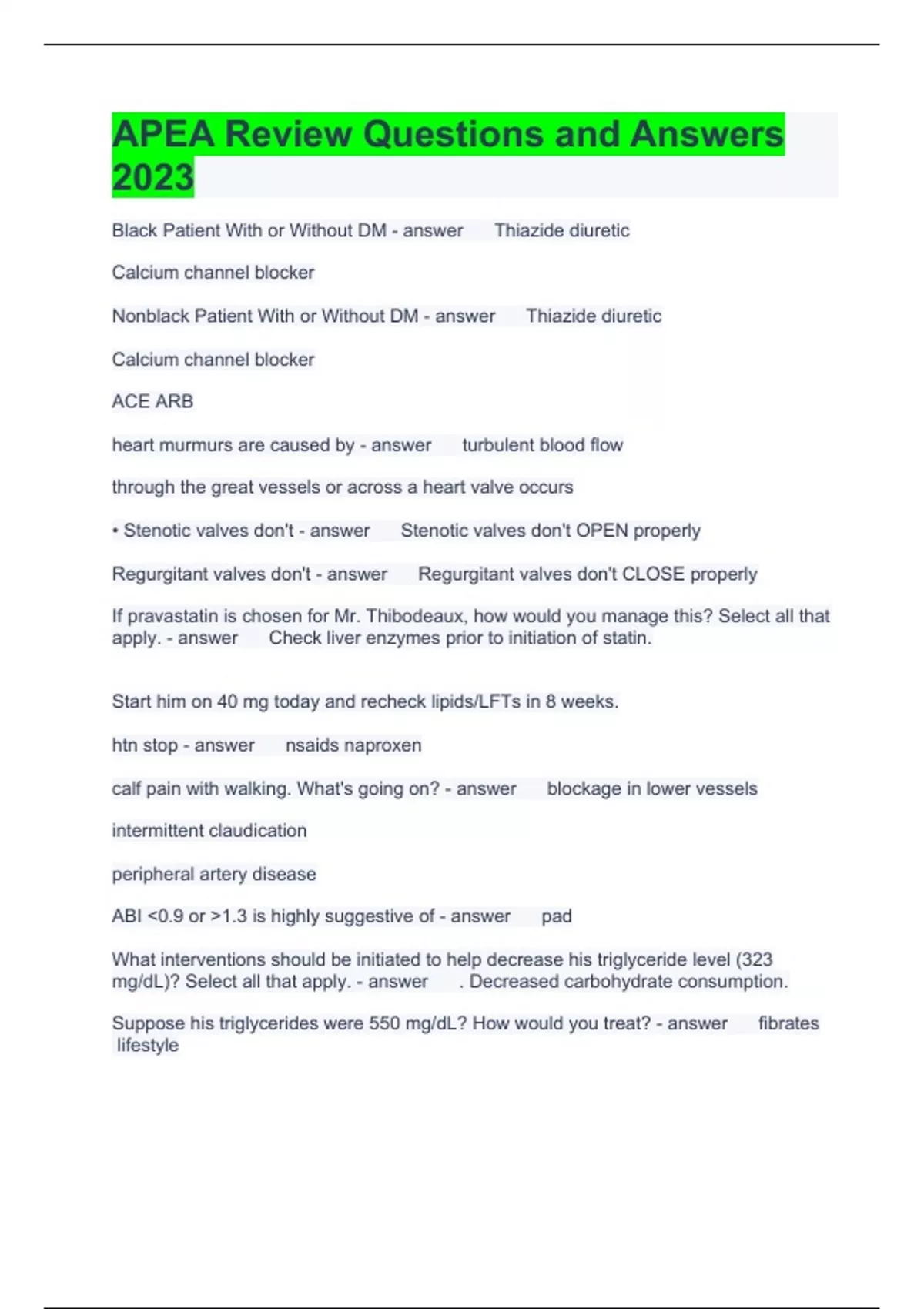 APEA Review Questions and Answers 2023 - Apea - Stuvia US