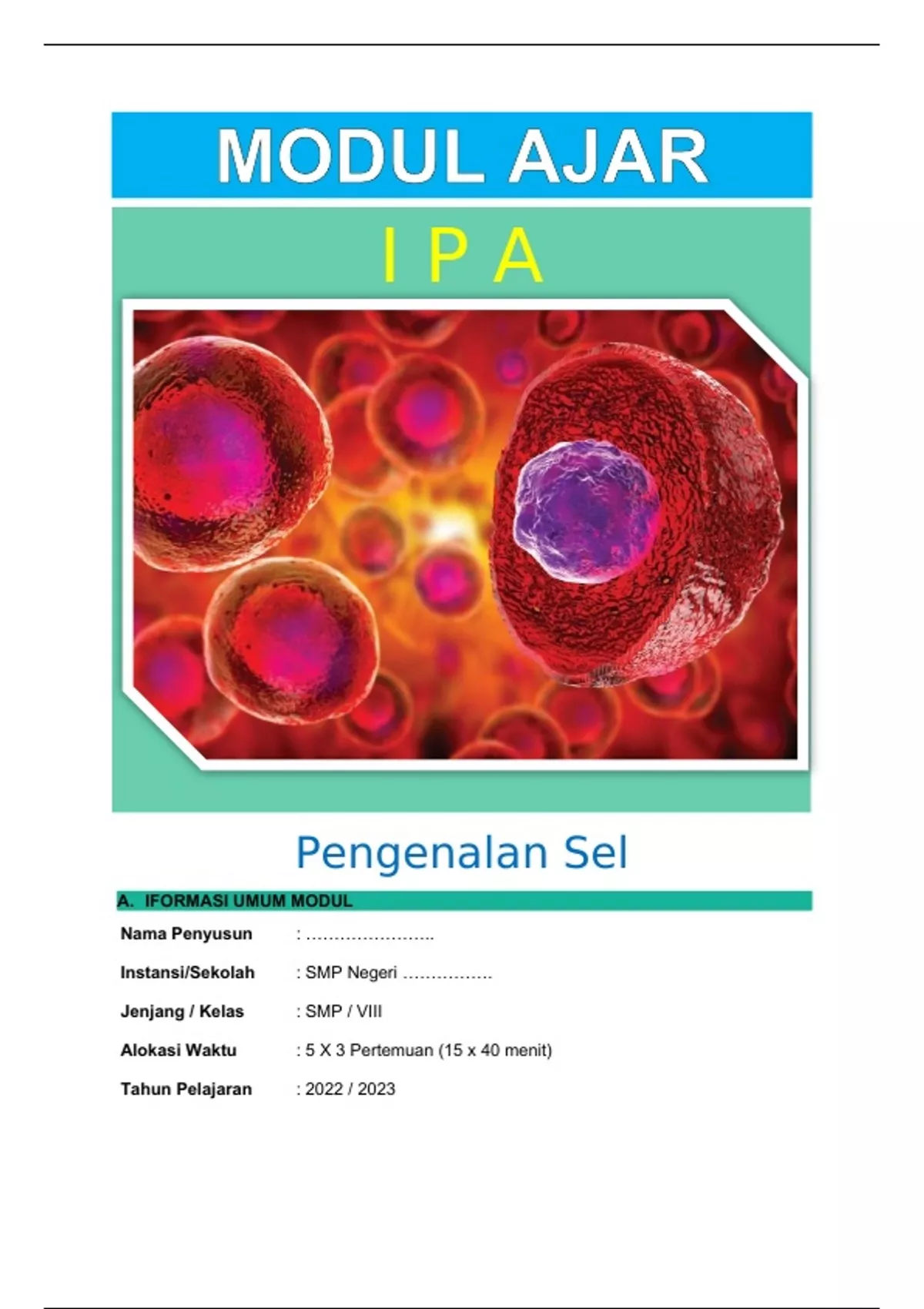 Modul Ajar IPA kelas 8 Kurikulum Merdeka - Modul Ajar IPA Kurikulum Merdeka IPA kelas 8 Sel ...