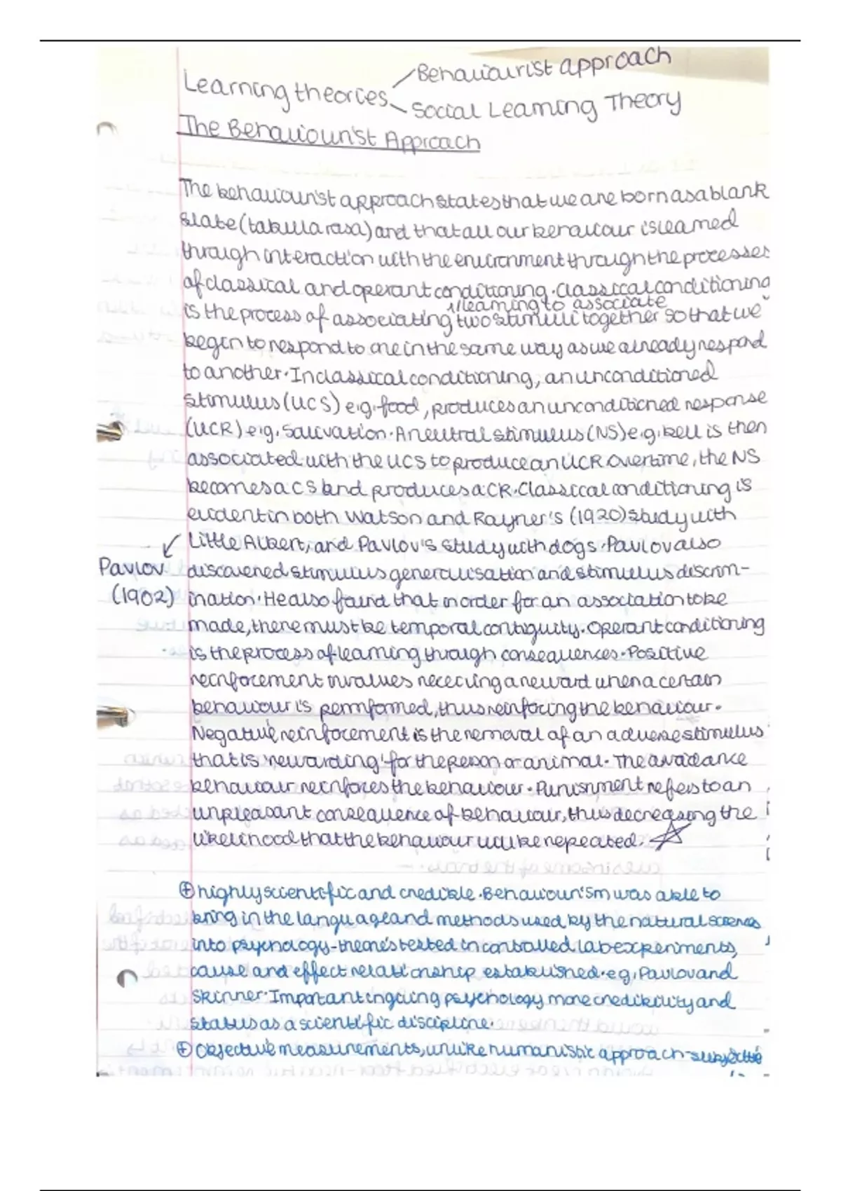 Summary AQA Psychology - Learning theories - including the behaviourist ...