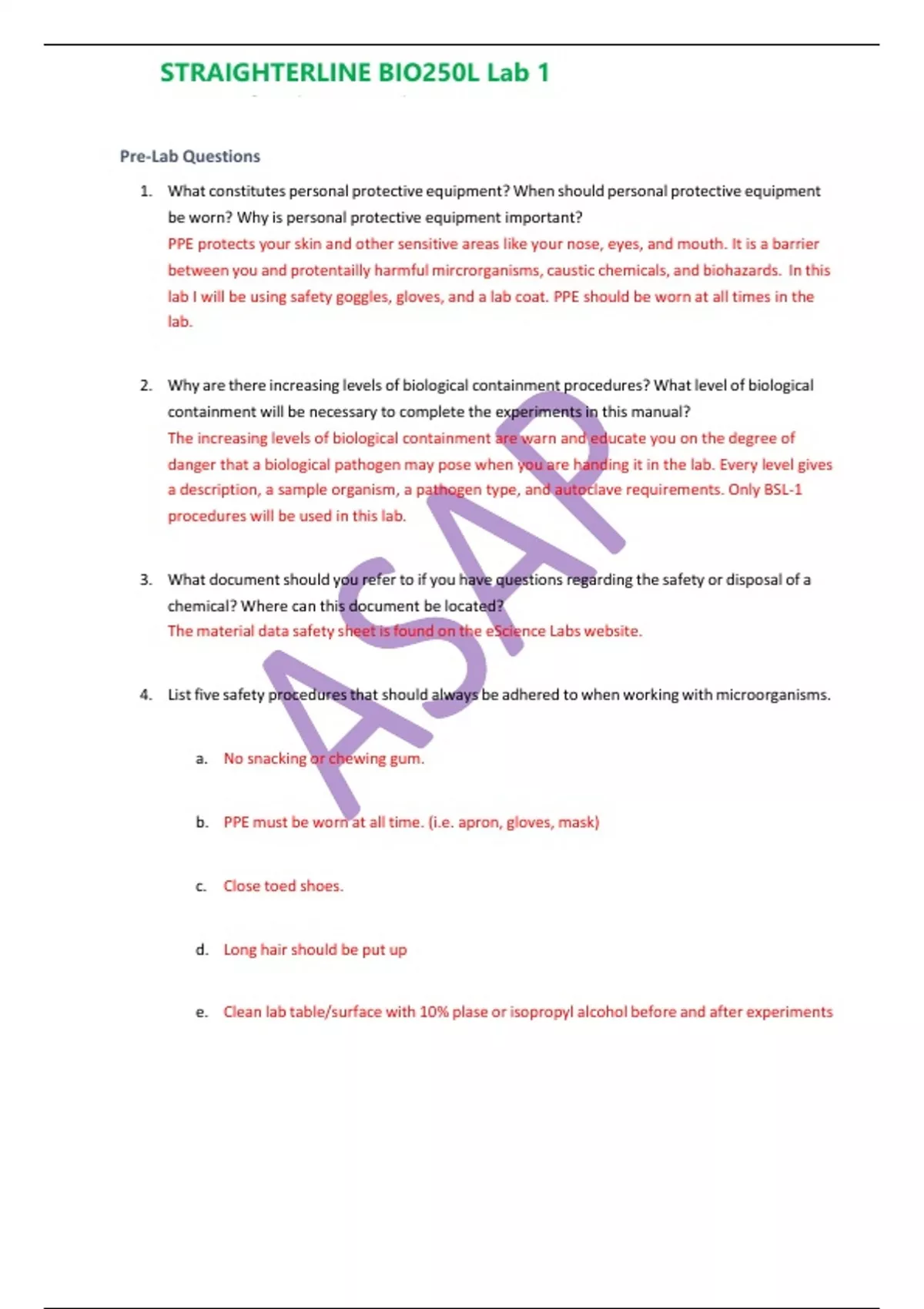 STRAIGHTERLINE BIO250L Lab 1 Introduction to Science 2022 ...