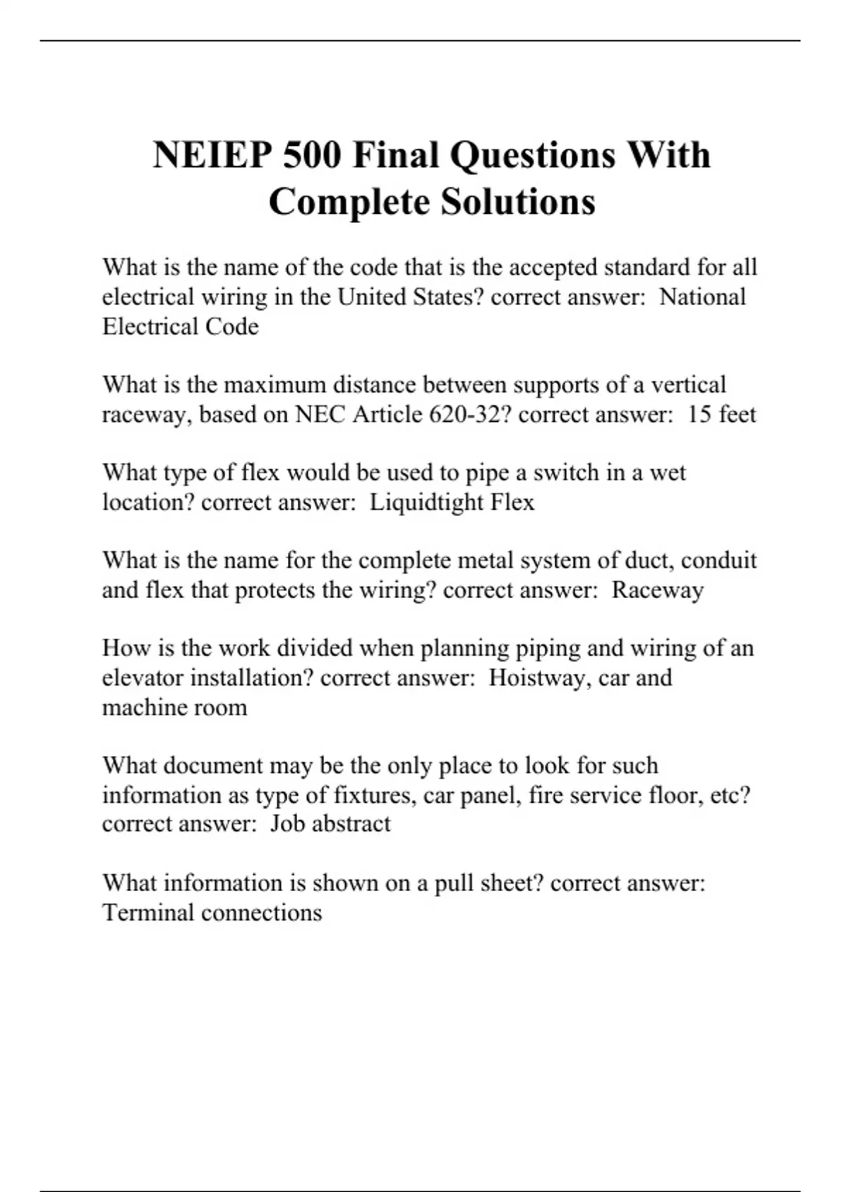 NEIEP 500 Final Questions With Complete Solutions - NEIEP 500 - Stuvia US