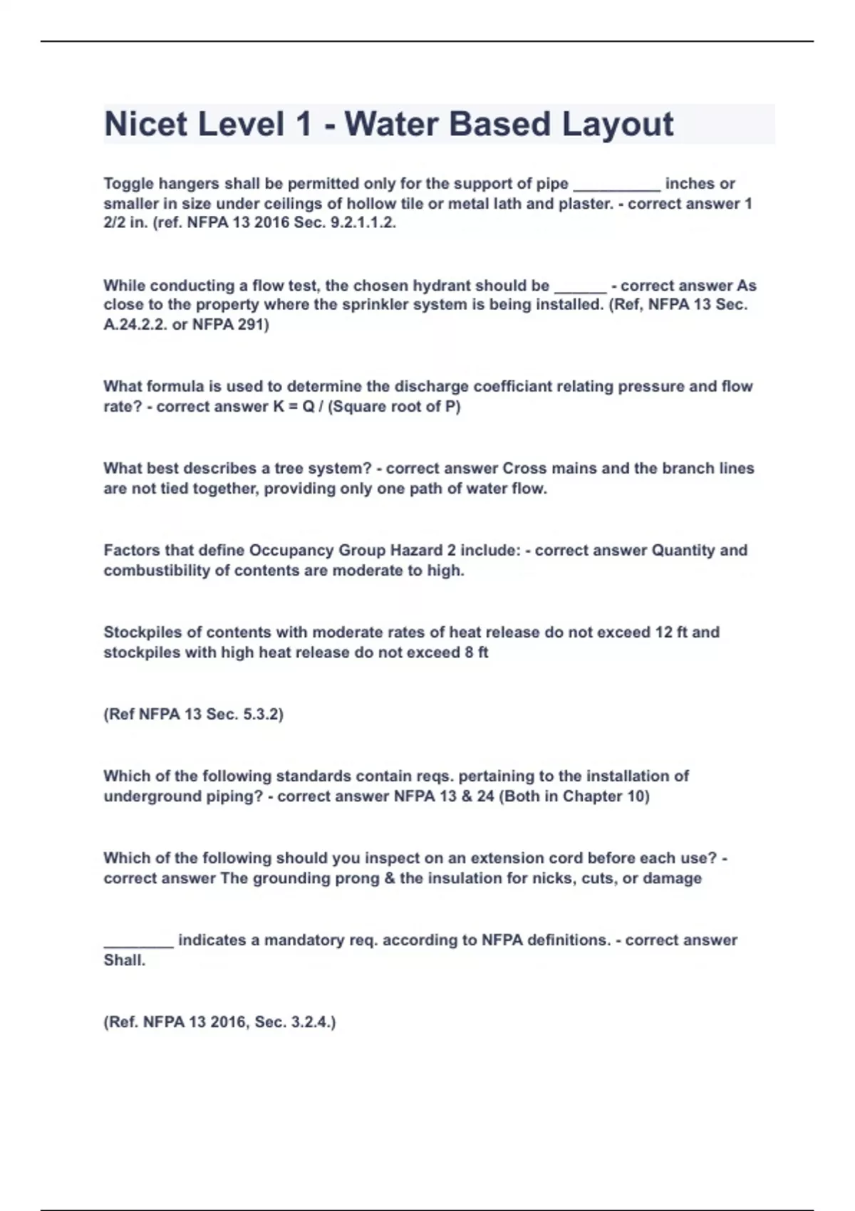 Nicet Level 1 - Water Based Layout|2023 LATEST UPDATE|WITH 100% ...