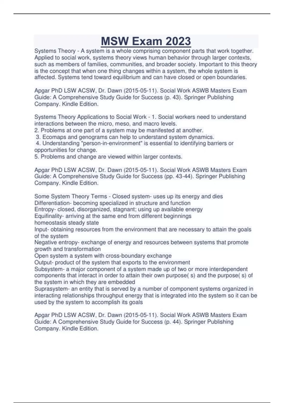 MSW Exam 2023 - MSW Exm 2023 - Stuvia US