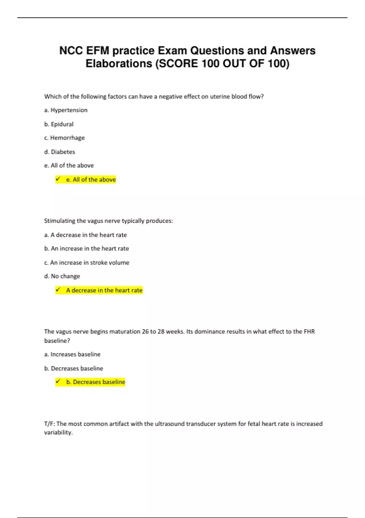 NCC EFM practice Exam Questions and Answers Elaborations (SCORE 100 OUT ...