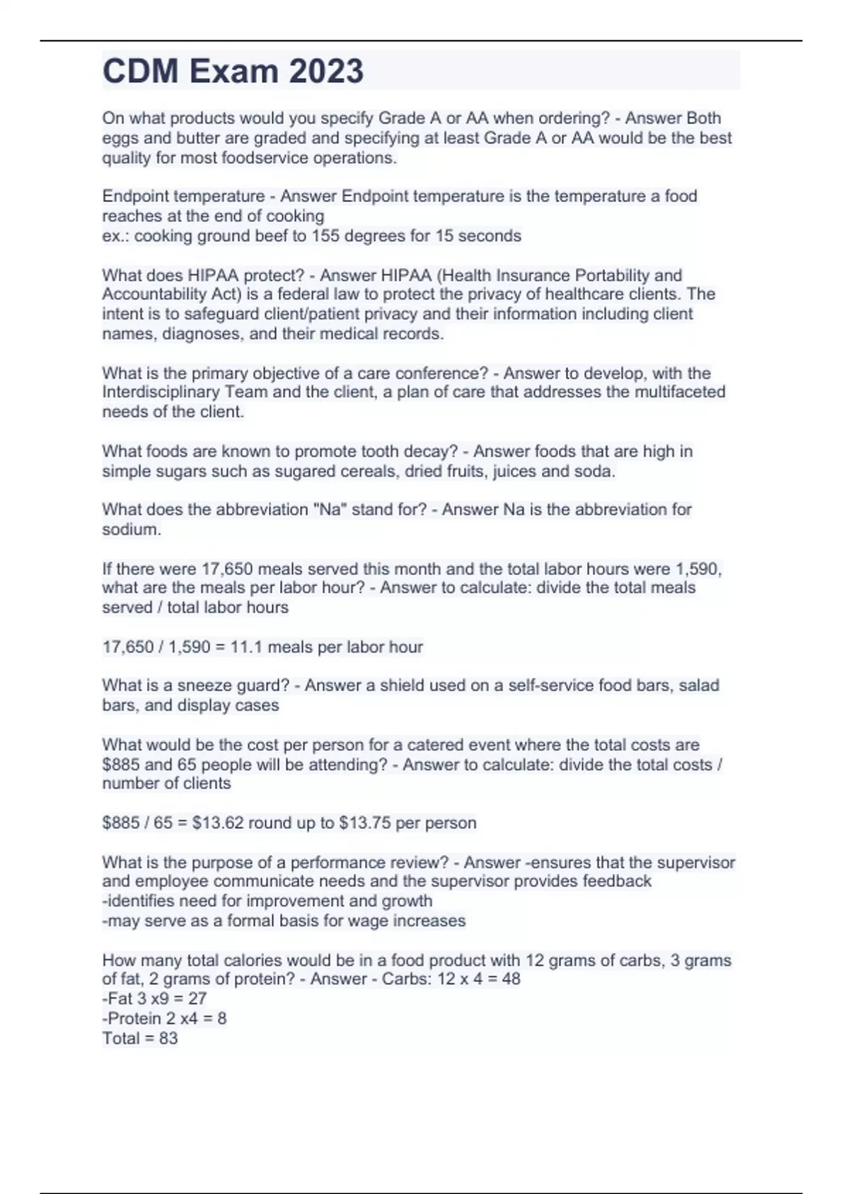 CDM Exam 2023 - CDM - Stuvia US