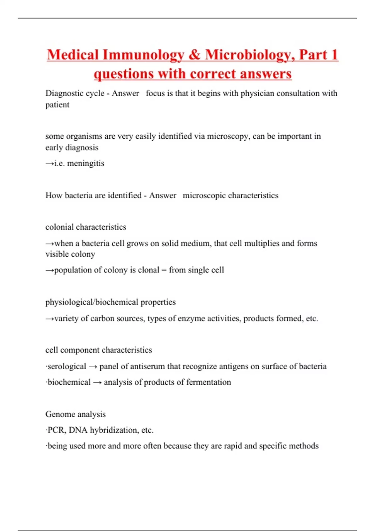 Medical Immunology & Microbiology, Part 1 questions with correct ...