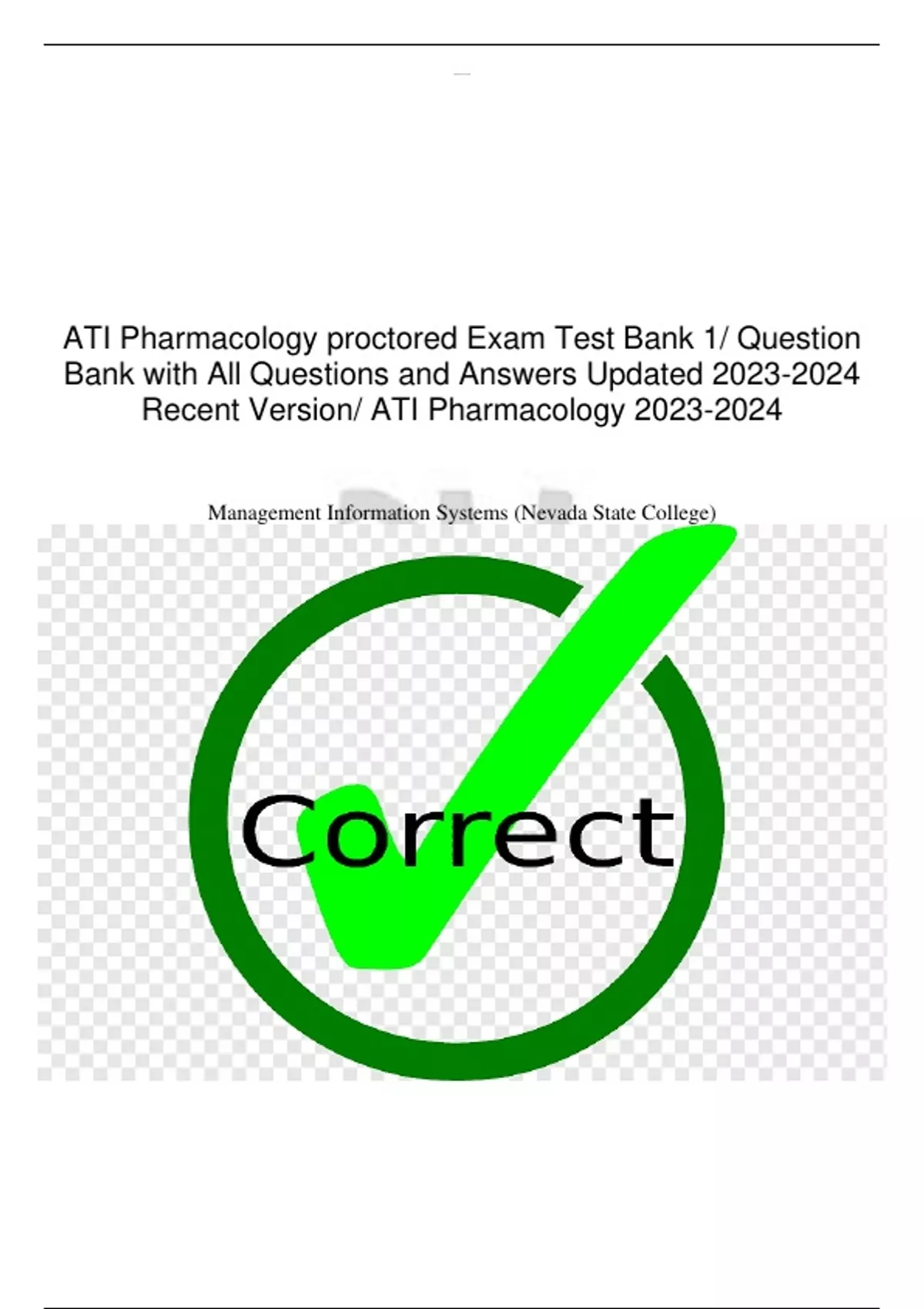 ATI Pharmacology ProctoredTest Bank/ Question Bank/ ATI Pharmacology ...