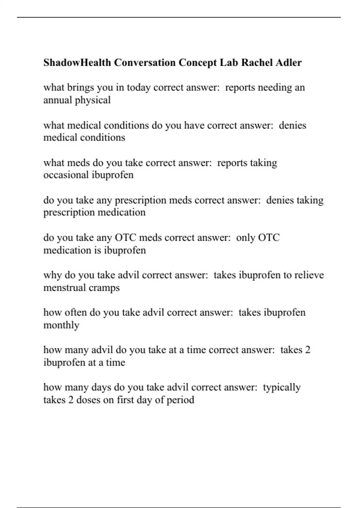 ShadowHealth Conversation Concept Lab Rachel Adler - ShadowHealth ...