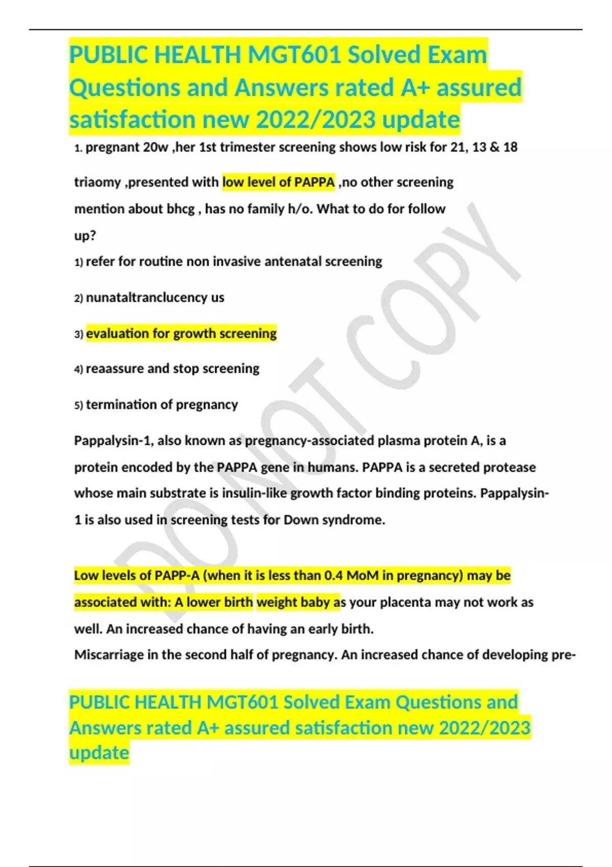 PUBLIC HEALTH MGT601 Solved Exam Questions and Answers rated A+ assured ...