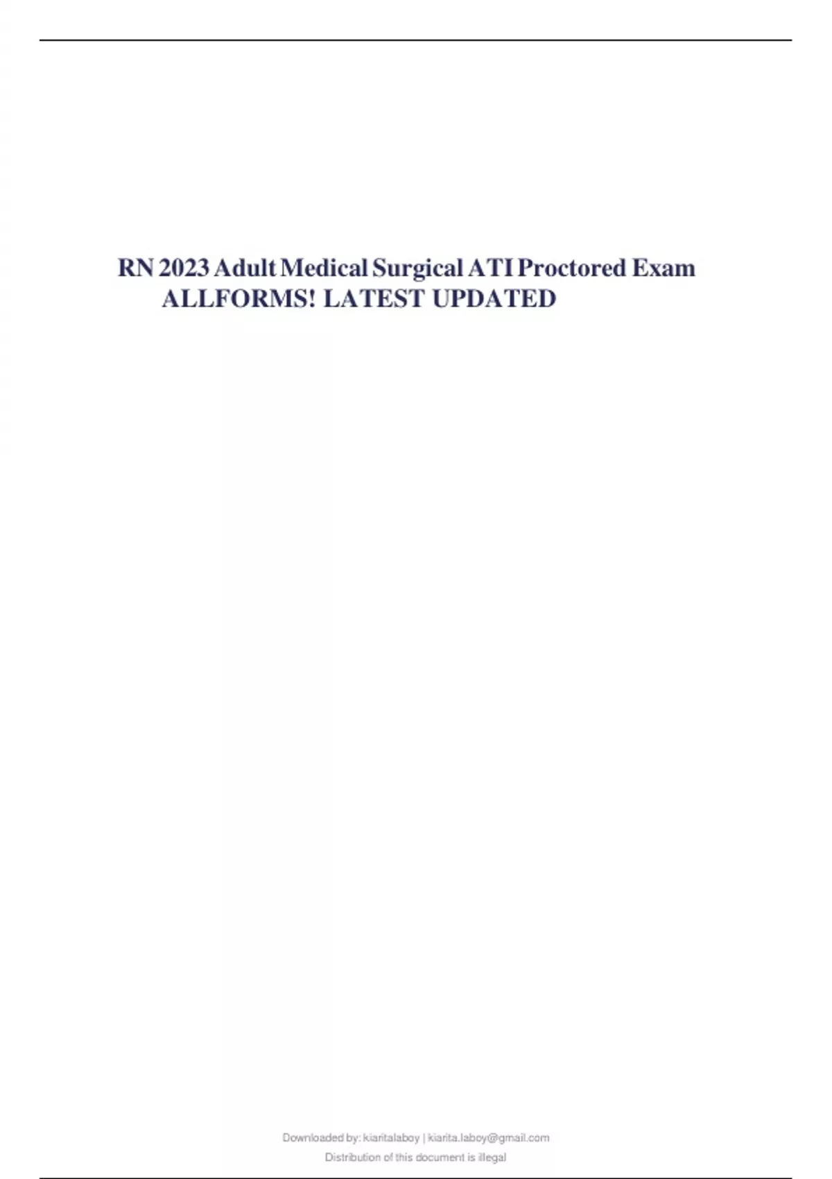 RN 2023 Adult Medical Surgical ATI Proctored Exam ALLFORMS! LATEST ...