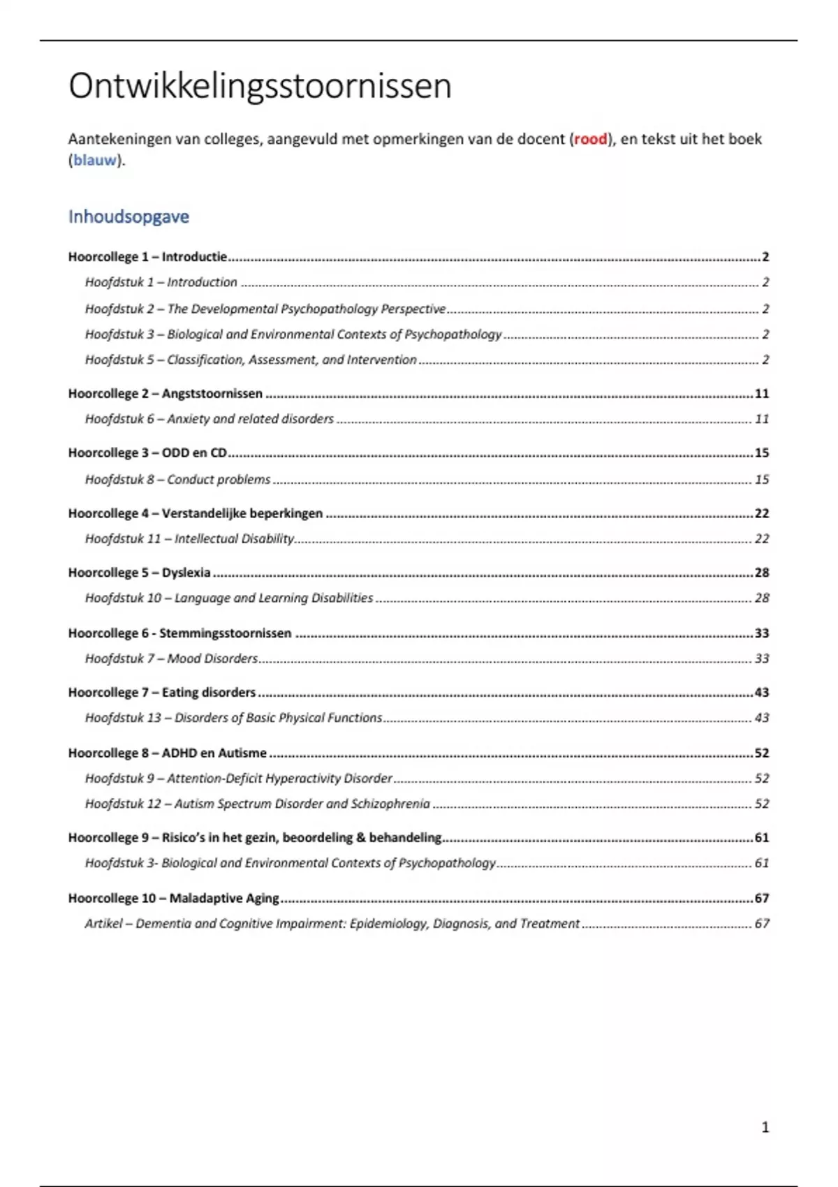 Ontwikkelingsstoornissen - Complete en Uitgebreide Samenvatting en Aantekeningen (2023 ...