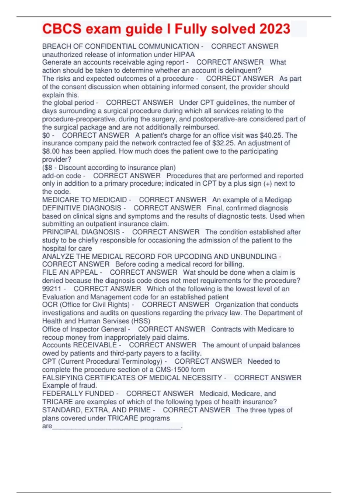 CBCS exam guide l Fully solved 2023 - Cbcs - Stuvia US
