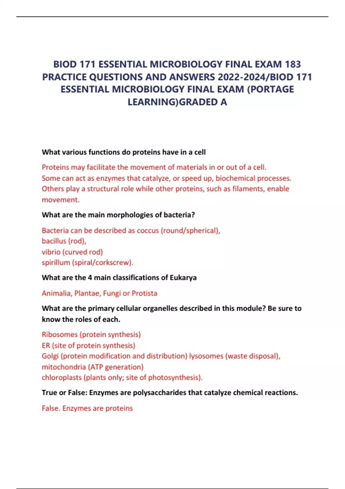 Microbiology Practice Test