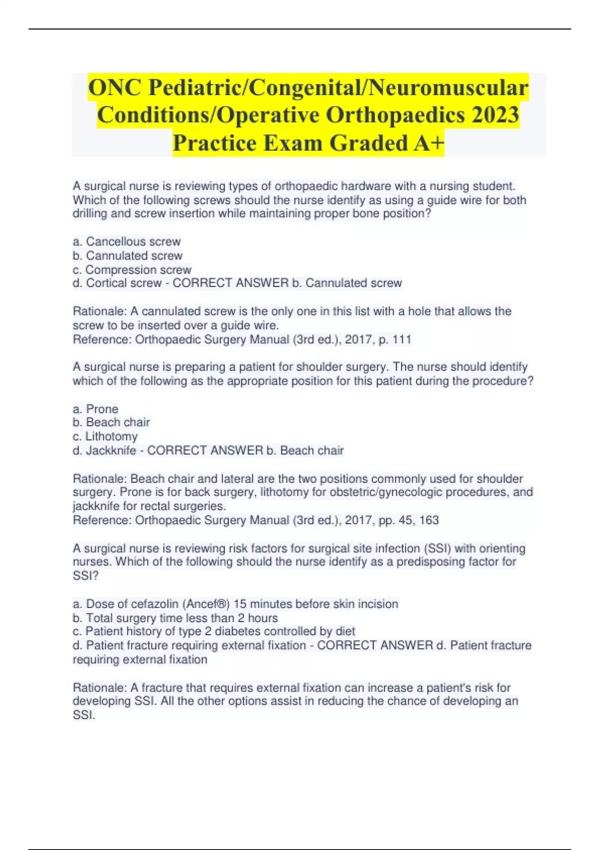 ONC Pediatric/Congenital/Neuromuscular Conditions/Operative Orthopedics ...