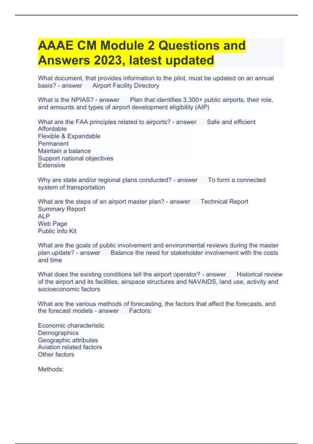 AAAE CM Module 2 Questions and Answers 2023, latest updated - AAAE CM ...