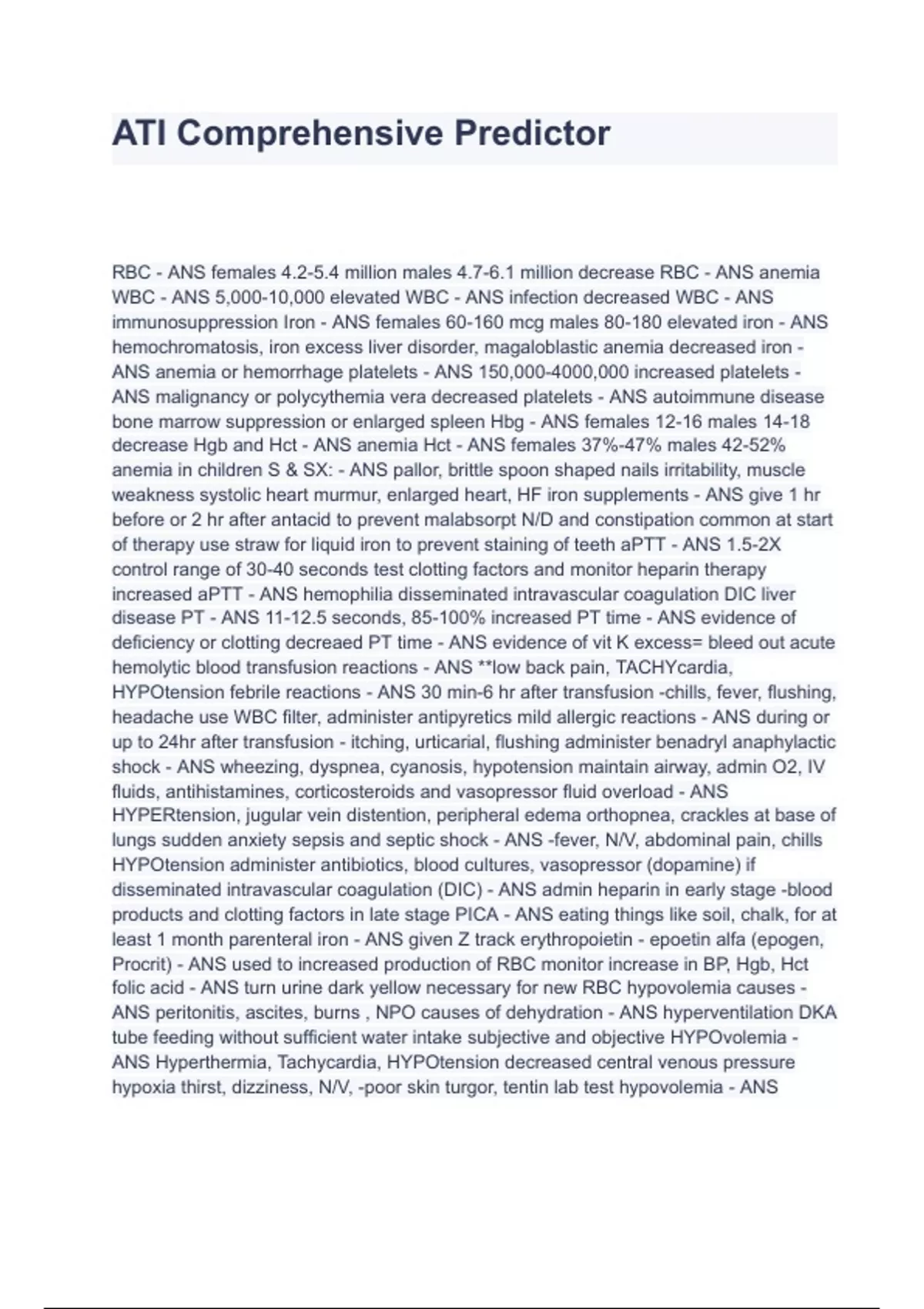 ATI Comprehensive Predictor Exam Questions And Answers 2022/2023 latest ...
